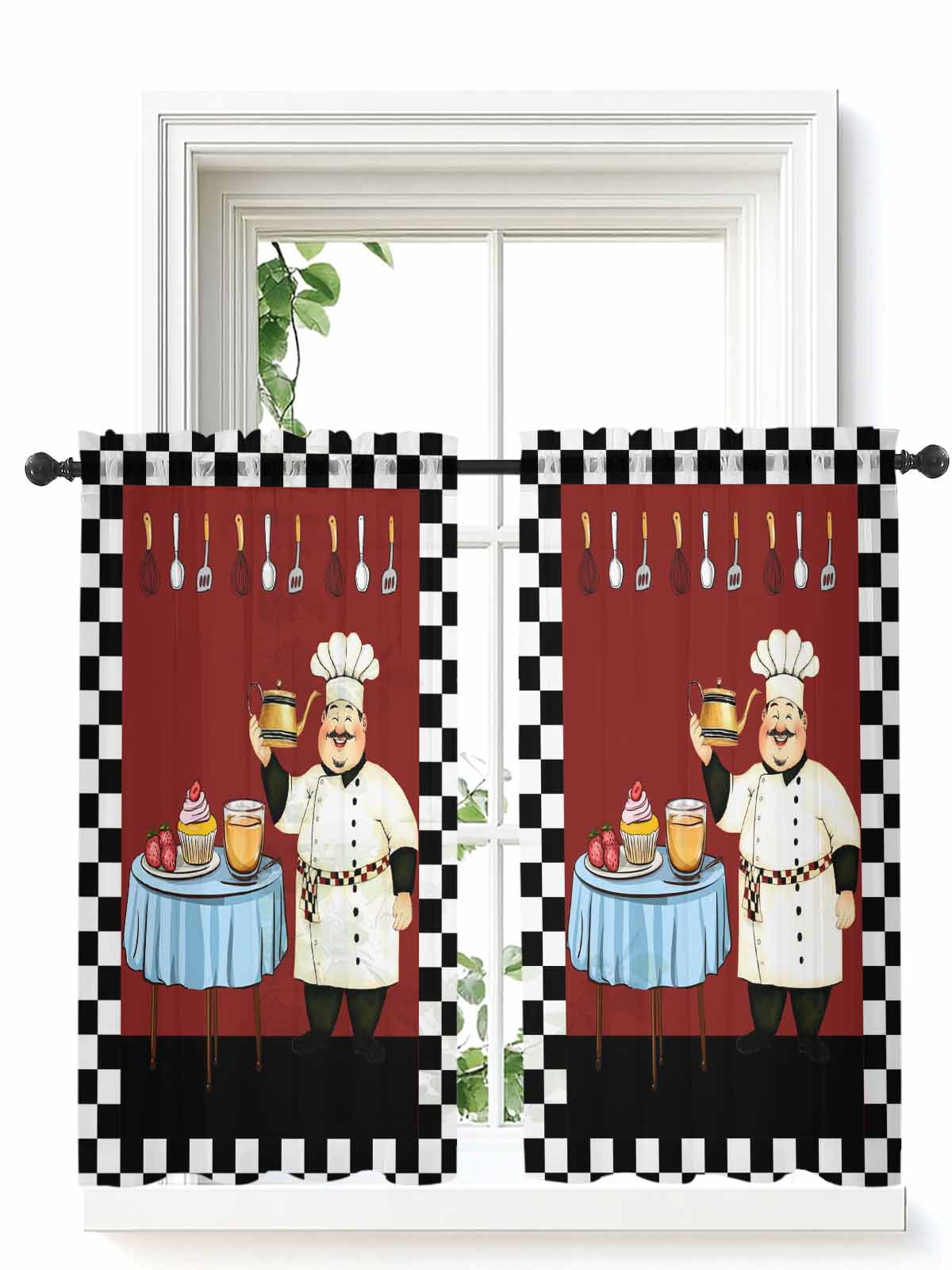 Chef Tier Curtains 45 Inch Length,Sheer Curtains for Bedroom Living ...