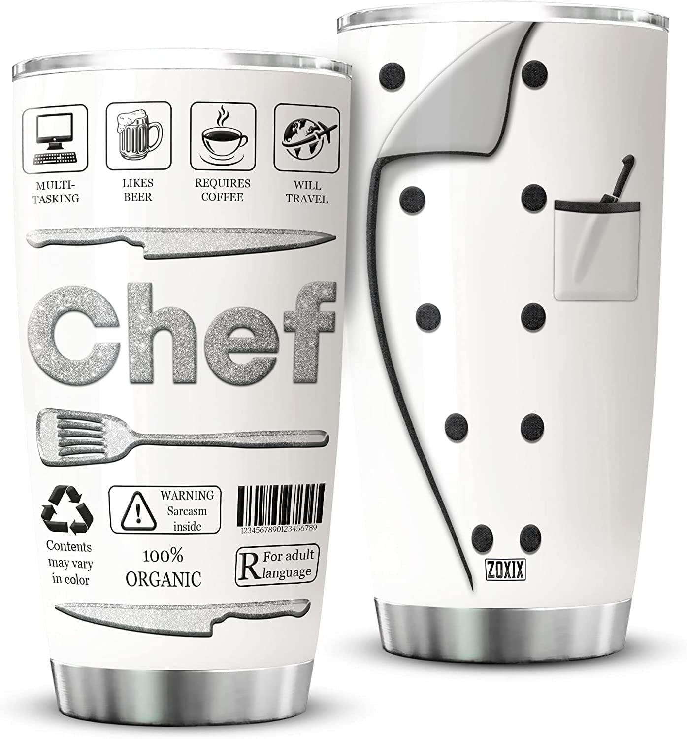Chef Tumbler 20oz Insulated Cups Culinary Gifts For Women Stainless ...