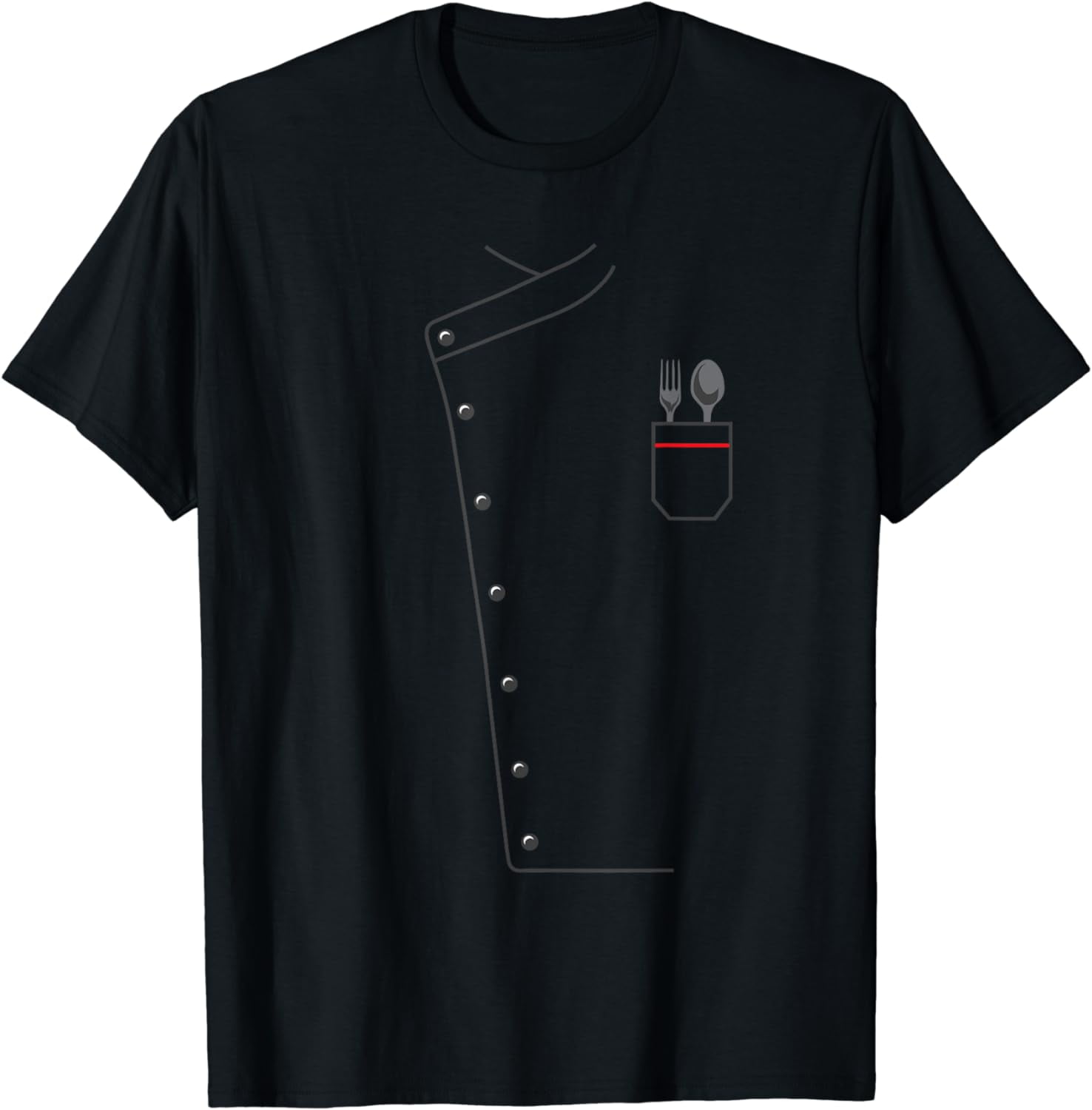 Chef Uniform Jacket Faux Spoon and Fork Great For Cook Gift T-Shirt ...
