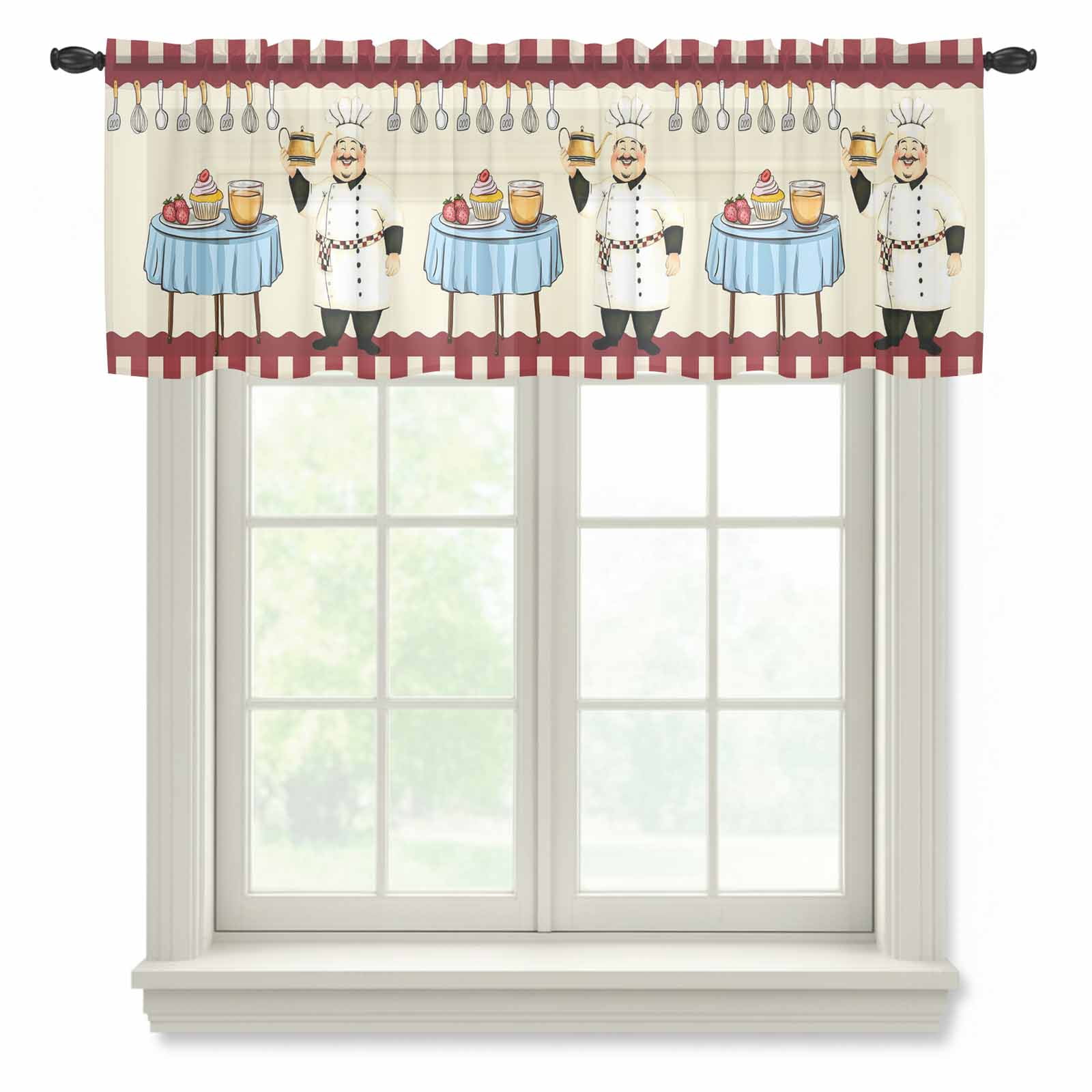 Chef Valance Curtains for Kitchen/Living Room/Bathroom/Bedroom Window ...