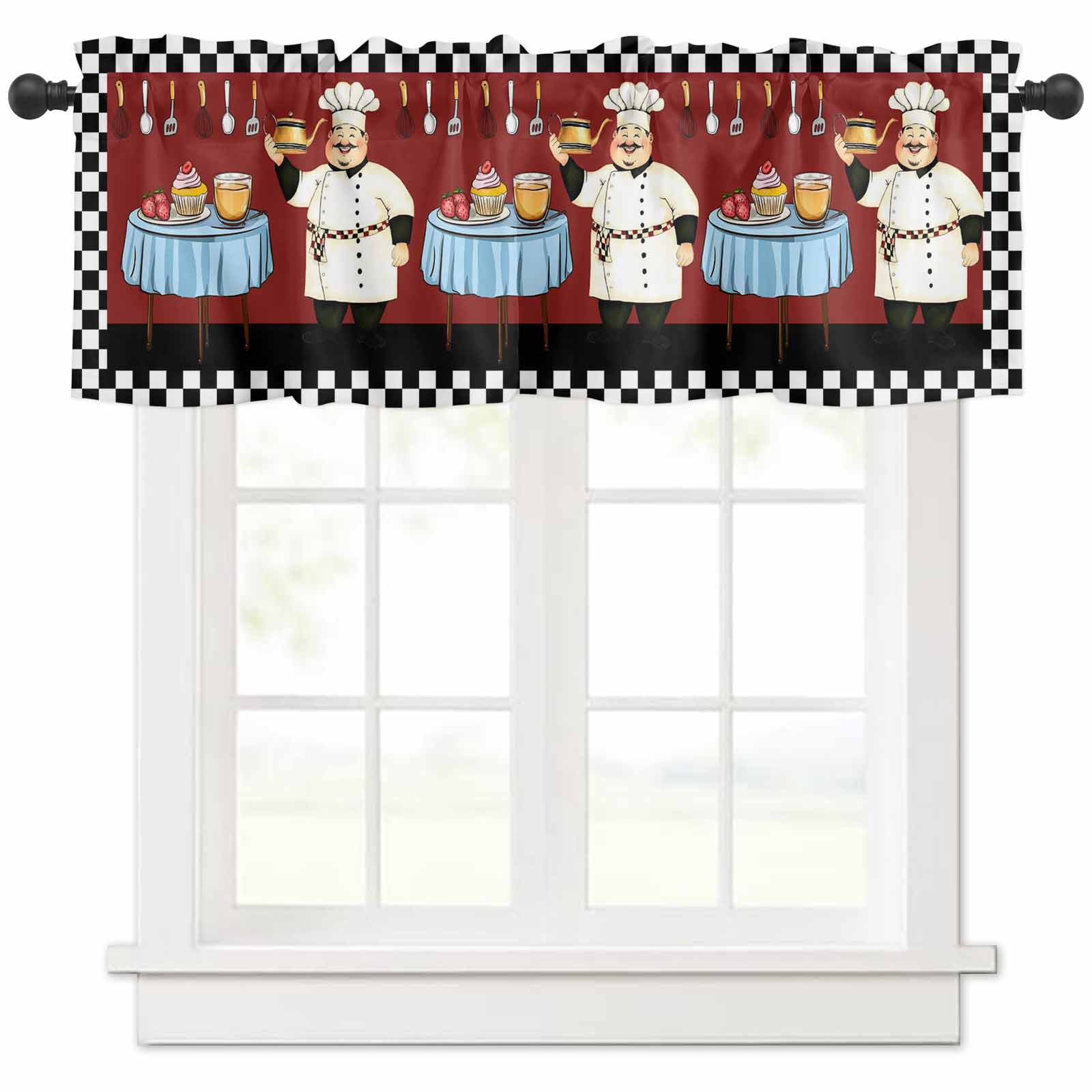 Chef Valances for Windows Farmhouse Kitchen Curtains Valances Rod ...