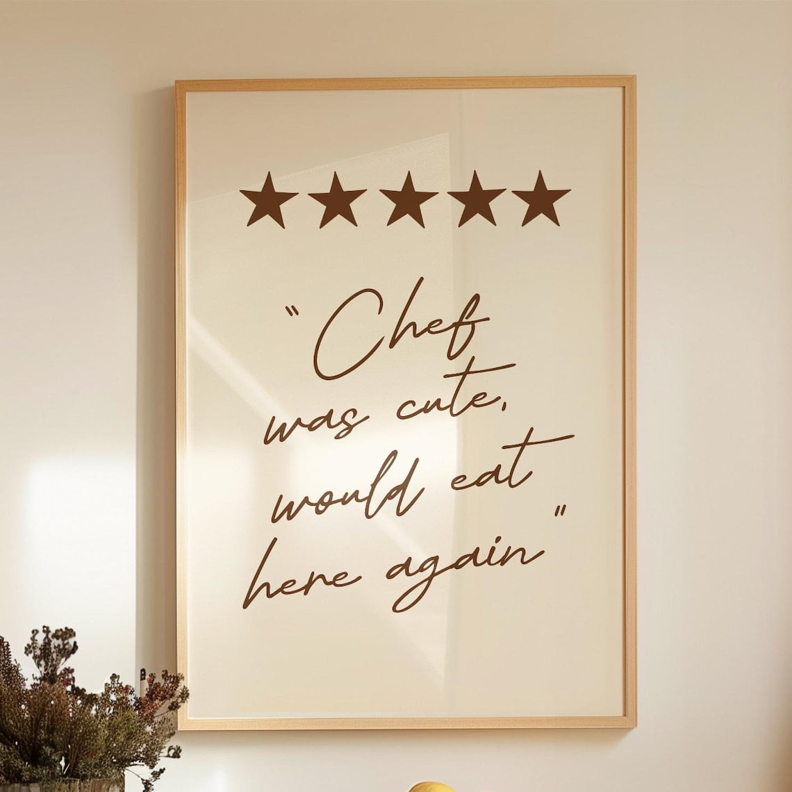 Chef Was Cute Art Print, Brown Kitchen Wall Art, Cute Cooking Art ...