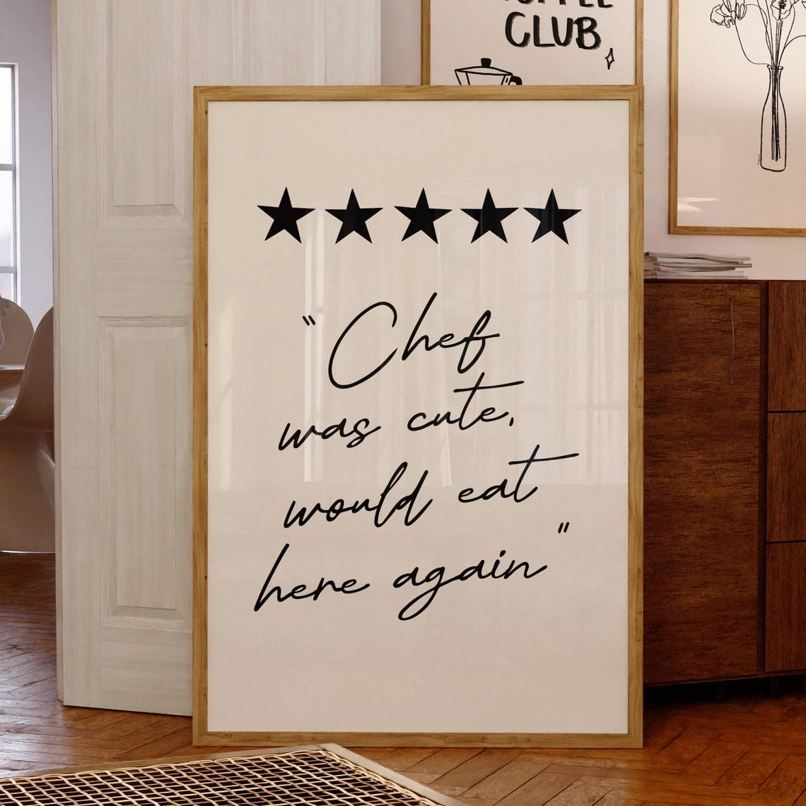 Chef Was Cute Art Print Cute Cooking Art Kitchen Decor Wall Art Black ...