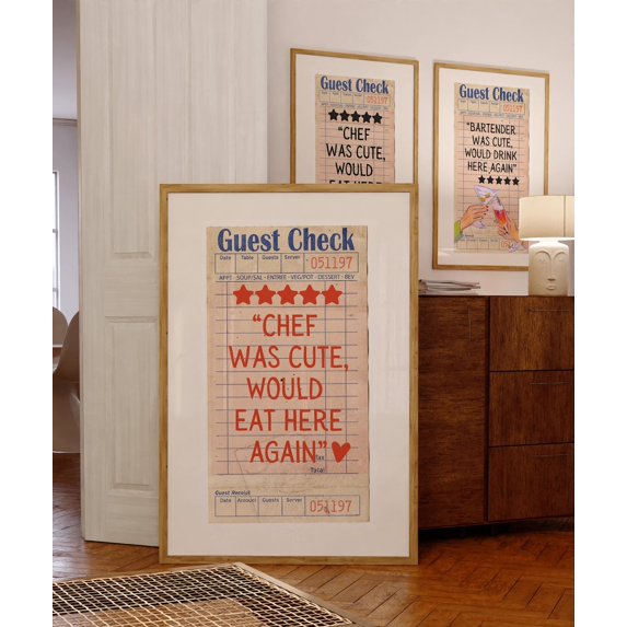 Chef Was Cute Guest Check Aesthetic Apartment Bar Cart Kitchen Decor ...
