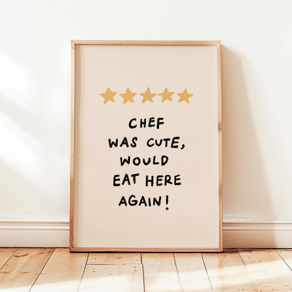 Chef Was Cute Print, Minimalist Neutral Kitchen Poster, Dining Room ...