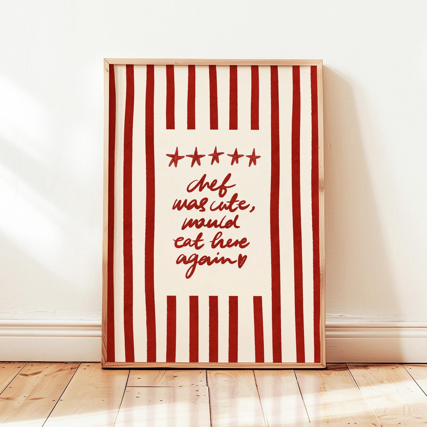 Chef Was Cute Print, Red Heart Kitchen Poster, Dining Room Wall Decor ...