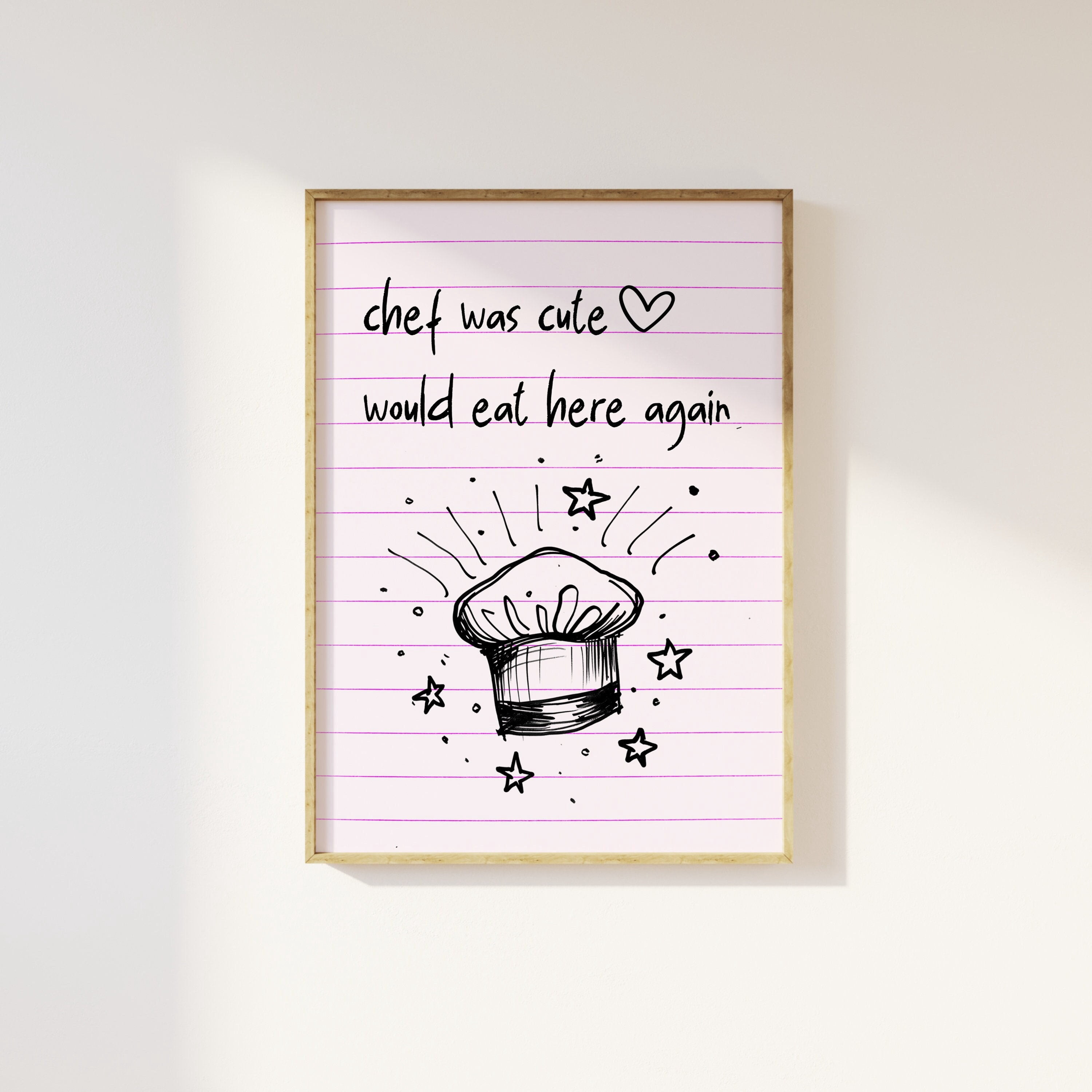 Chef Was Cute Would Eat Here Again Guest Note Kitchen Print Fun Modern ...