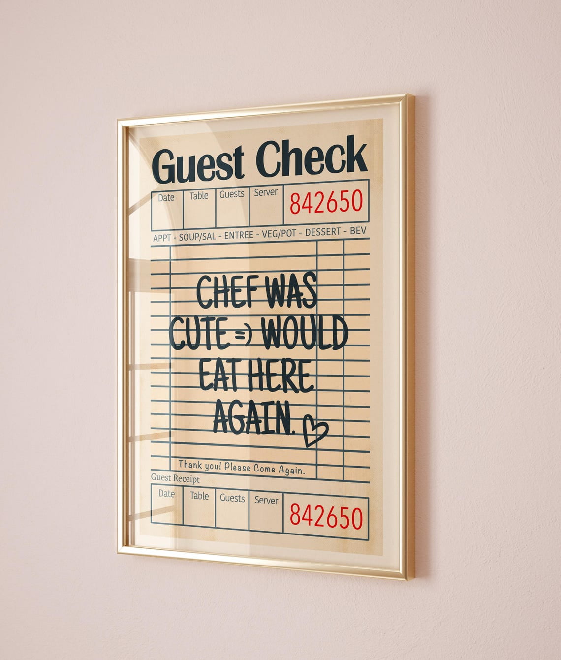 Chef Was Cute Would Eat Here Again Poster Trendy Kitchen Guest Check ...