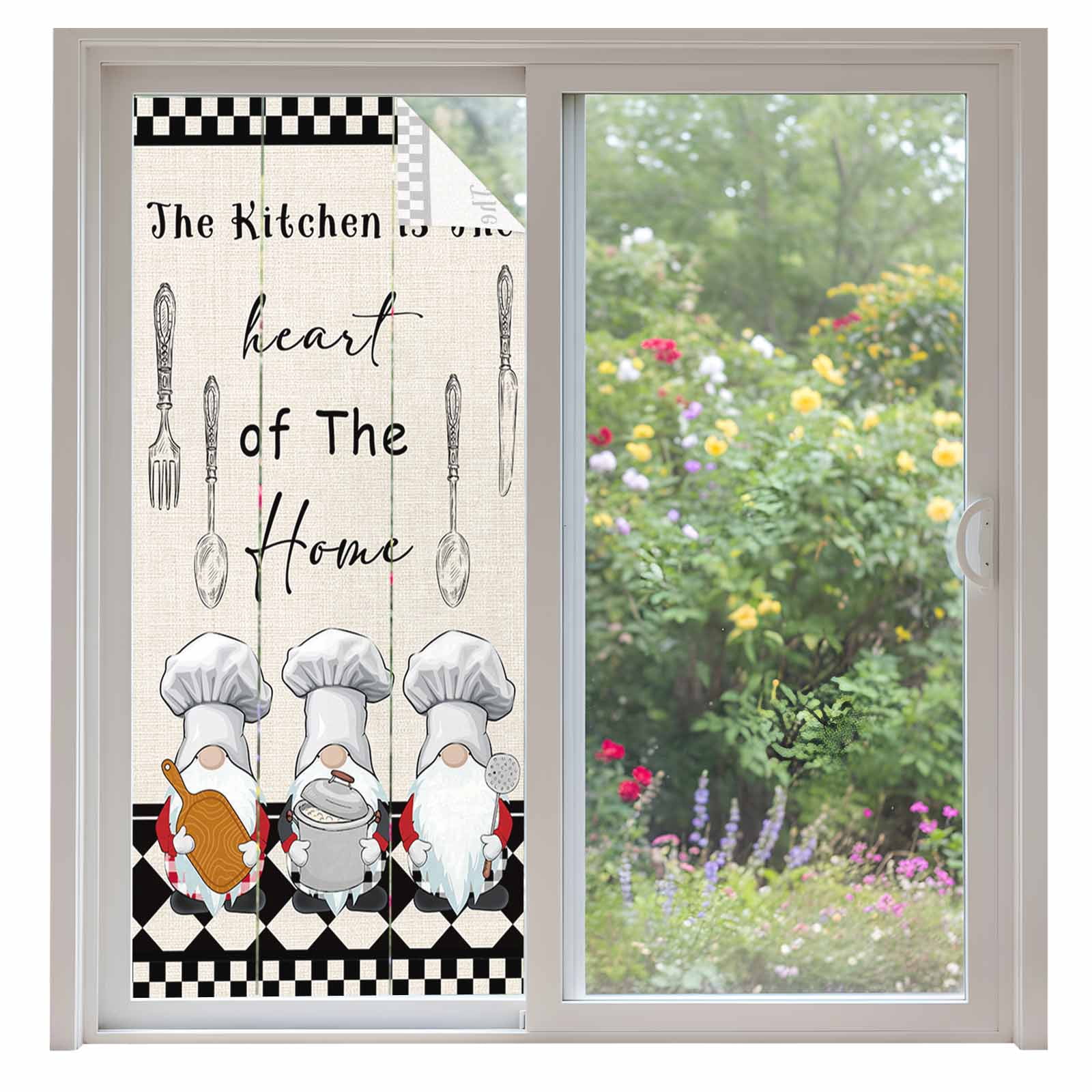 The Chef Window Privacy Film Gnome Kitchen Black Buffalo Plaid ...