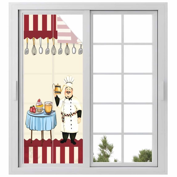 Chef Window Privacy Film, Red Fruit Cake Hat Kitchen Gourmet Vintage ...