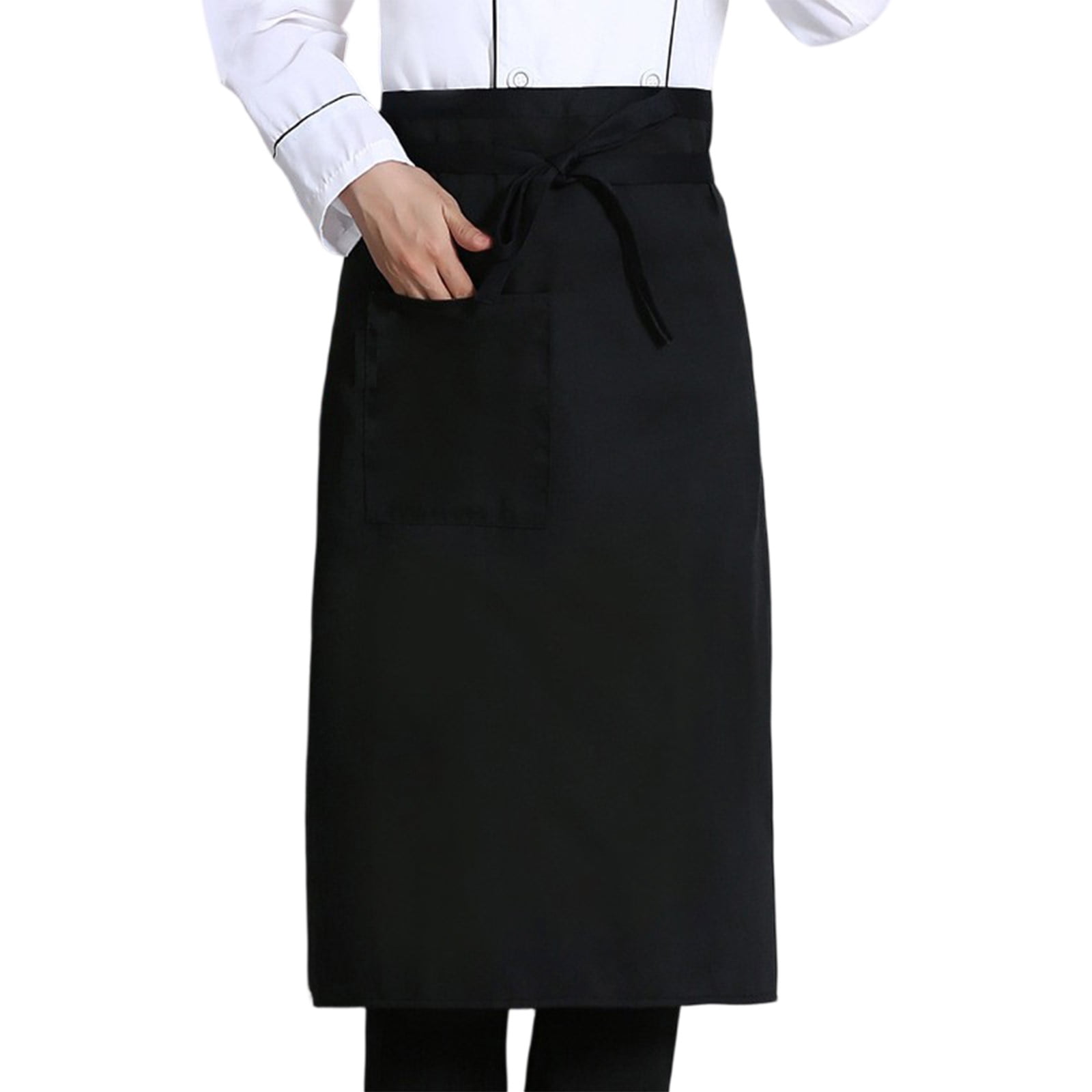 Chef Work Apron Unisex Adjustable Waist Apron with Front Pocket Durable ...