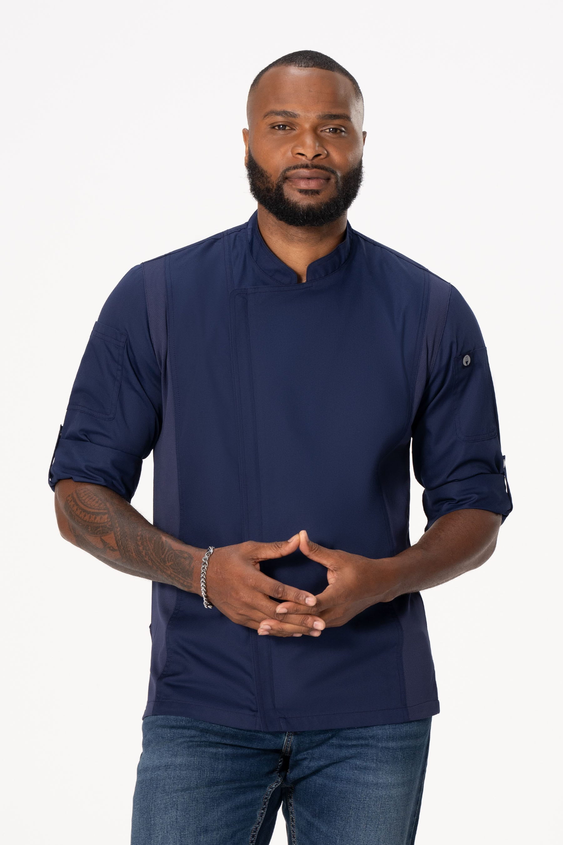 Chef Works Men's Hartford Cool Vent Chef Coat, Navy, Large - Walmart.com