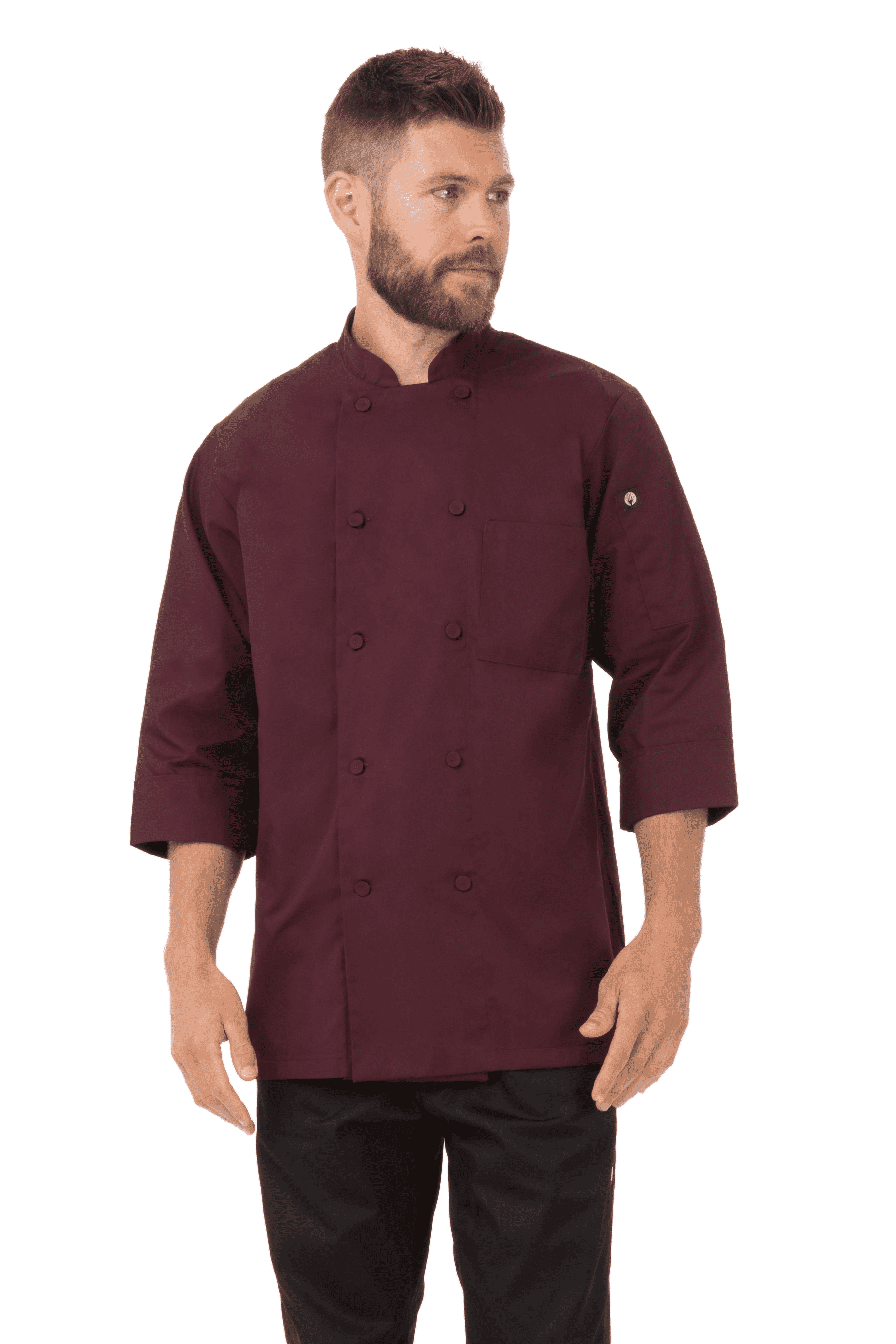 Chef Works Men's Morocco Chef Coat, Merlot, Large - Walmart.com