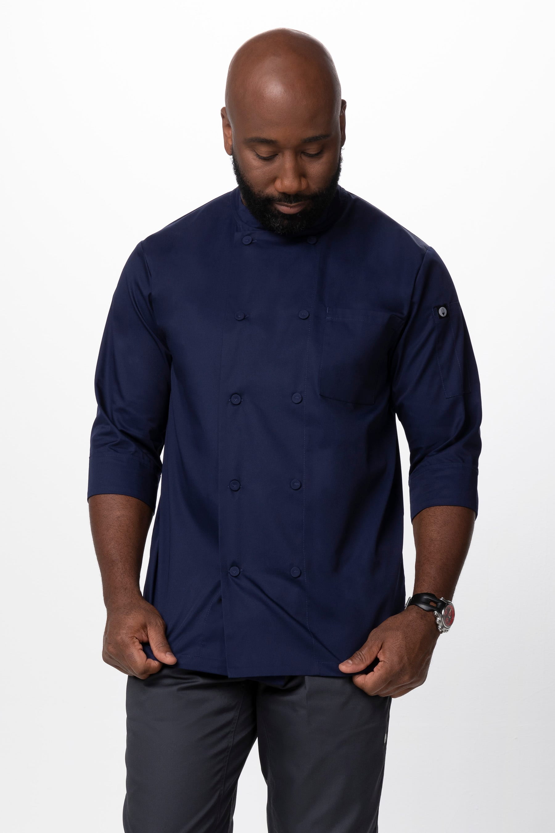 Chef Works Men's Morocco Chef Coat, Navy, Large - Walmart.com