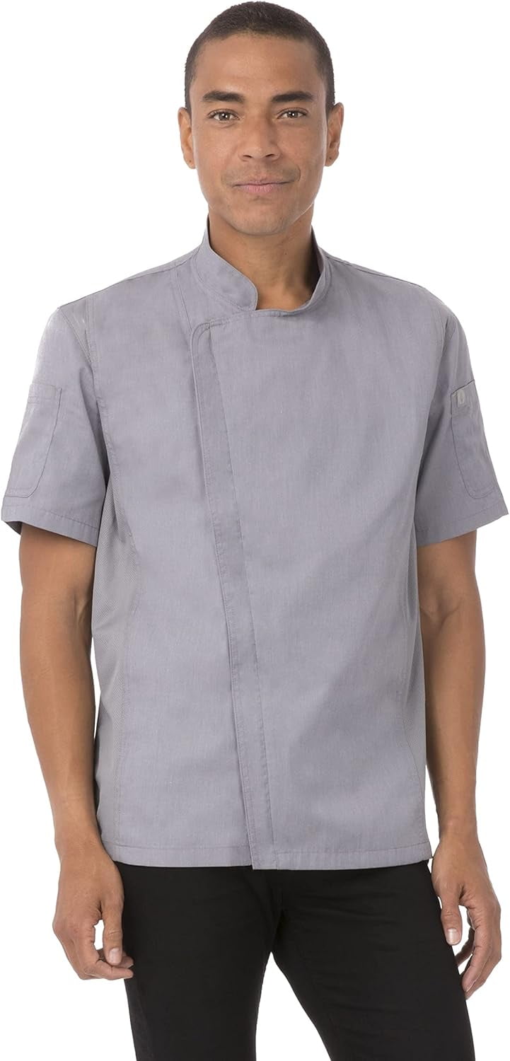 Chef Works Men's Springfield Chef Coat, Grey Chef Jacket with Cool Vent ...