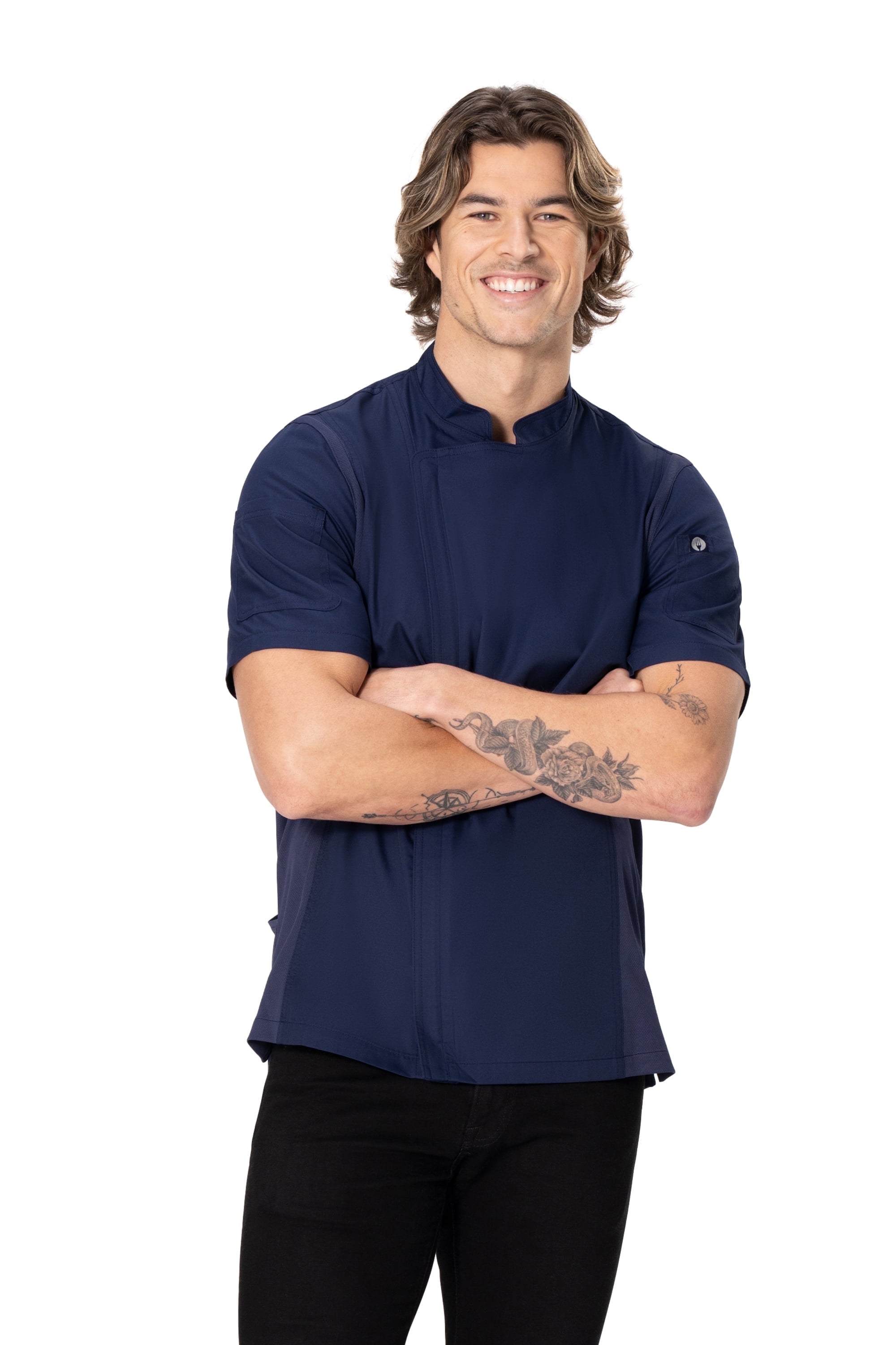 Chef Works Men's Springfield Chef Coat, Navy, Small - Walmart.com