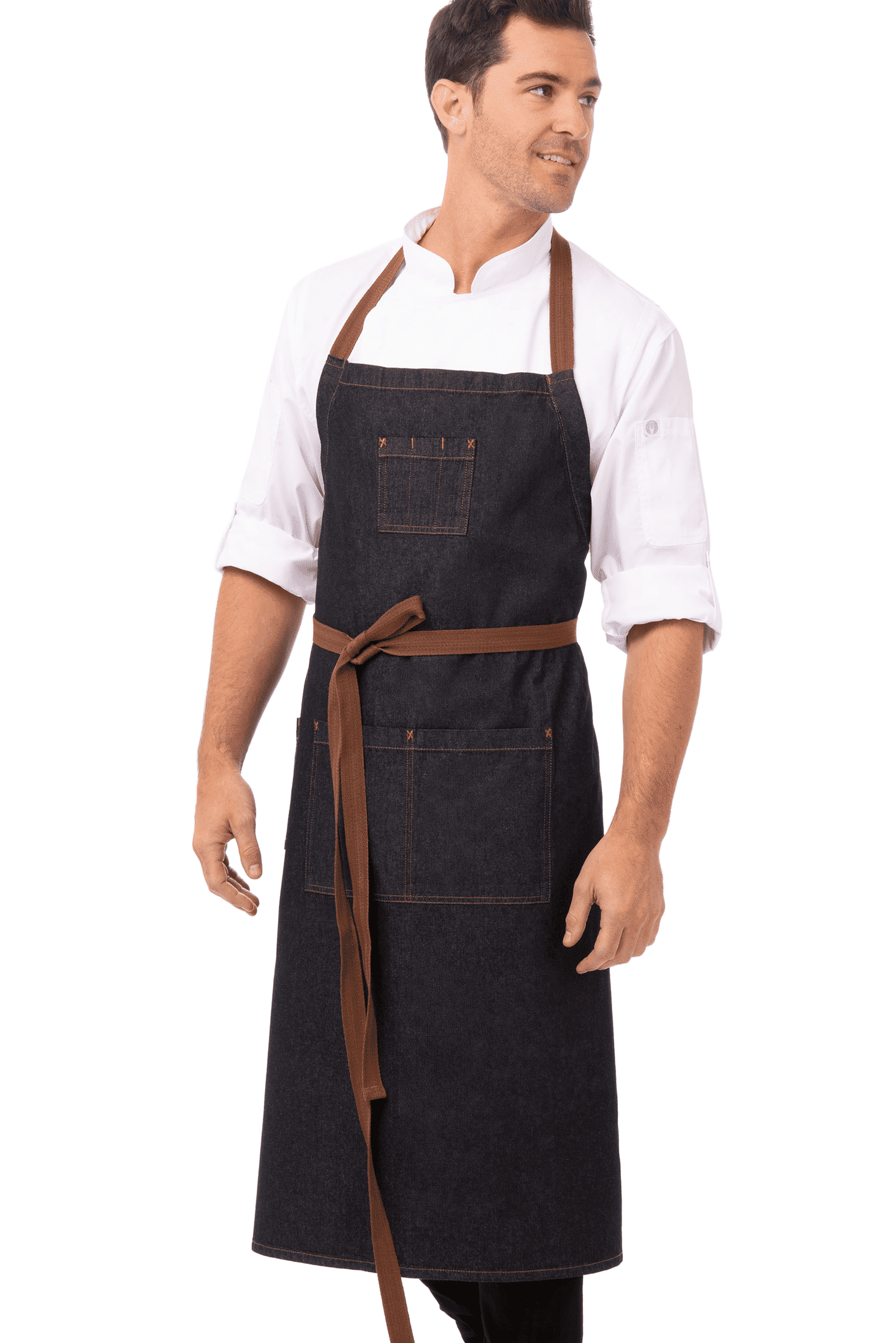 Chef Works Unisex Memphis Chefs Bib Apron, Indigo Blue, One Size ...