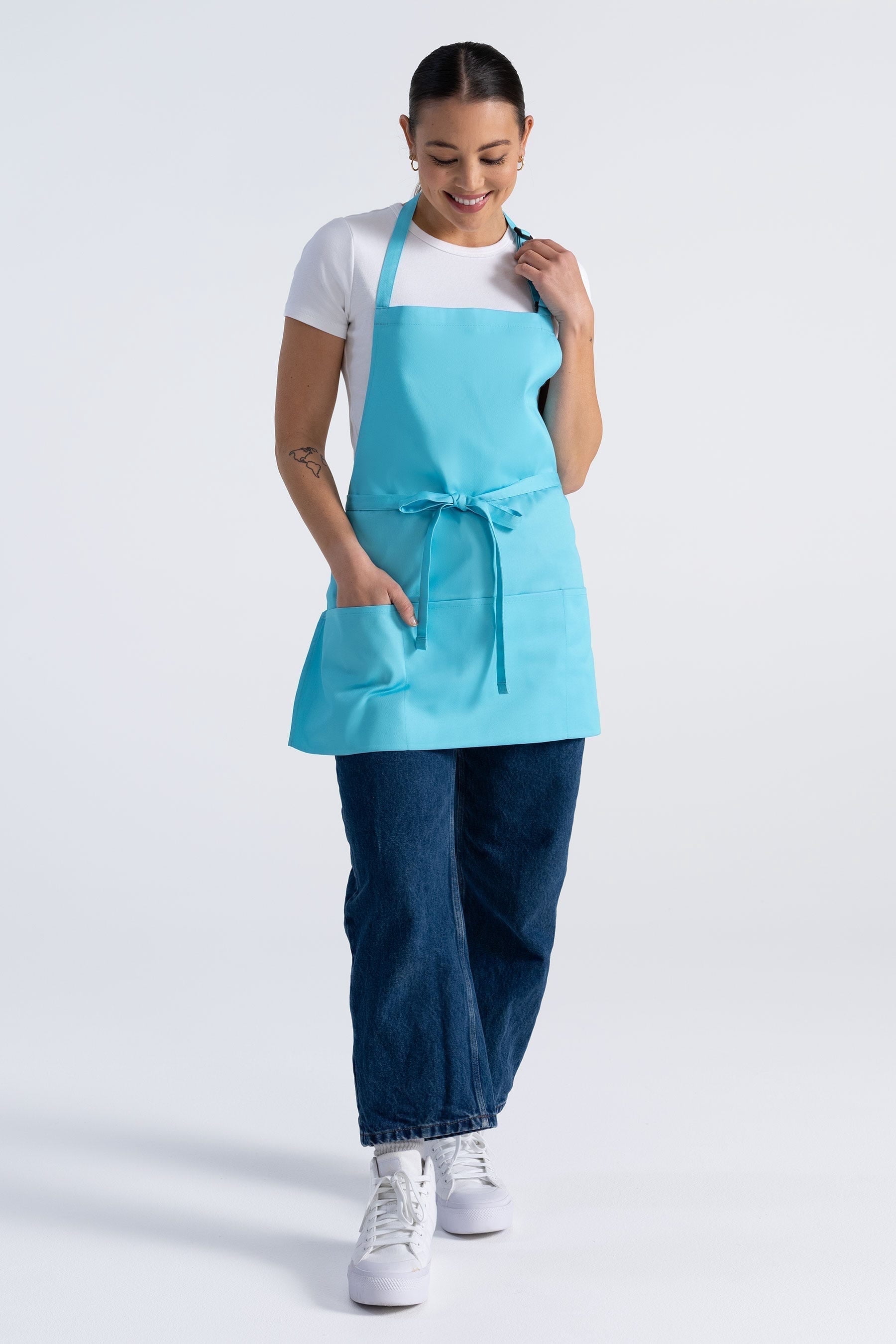 Chef Works Cooking Apron, 3-Pocket Turquoise Kitchen Apron for Women ...