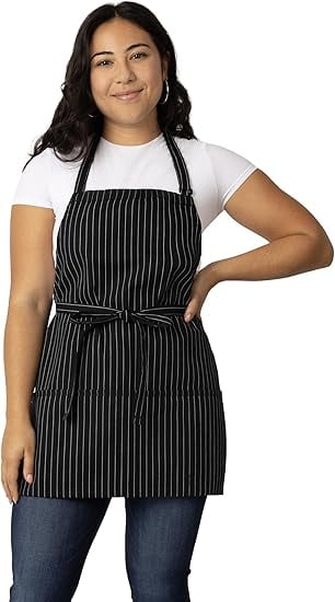 Chef Works Cooking Apron, Unisex 3-Pocket Pinstripe Kitchen Apron ...