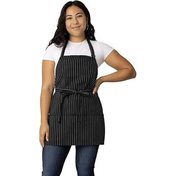 Chef Works Cooking Apron, Unisex 3-Pocket Pinstripe Kitchen Apron ...