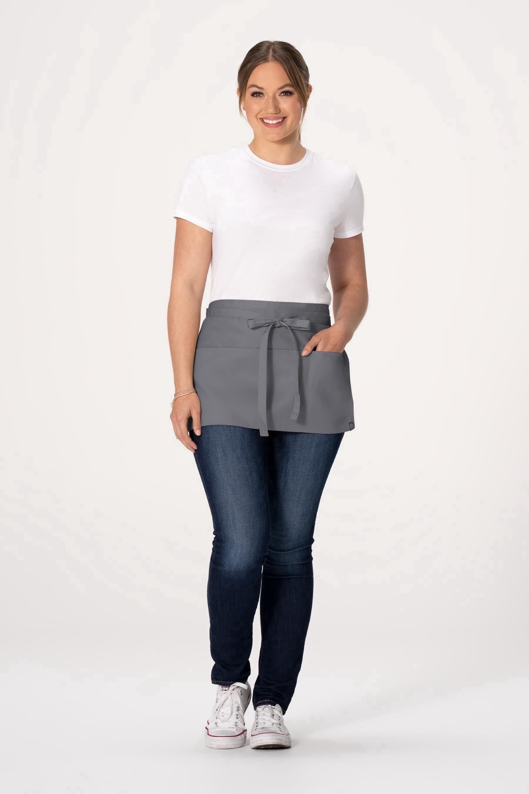 Chef Works Unisex Waitress Apron, Waist Apron with 3 Pockets, Gray ...