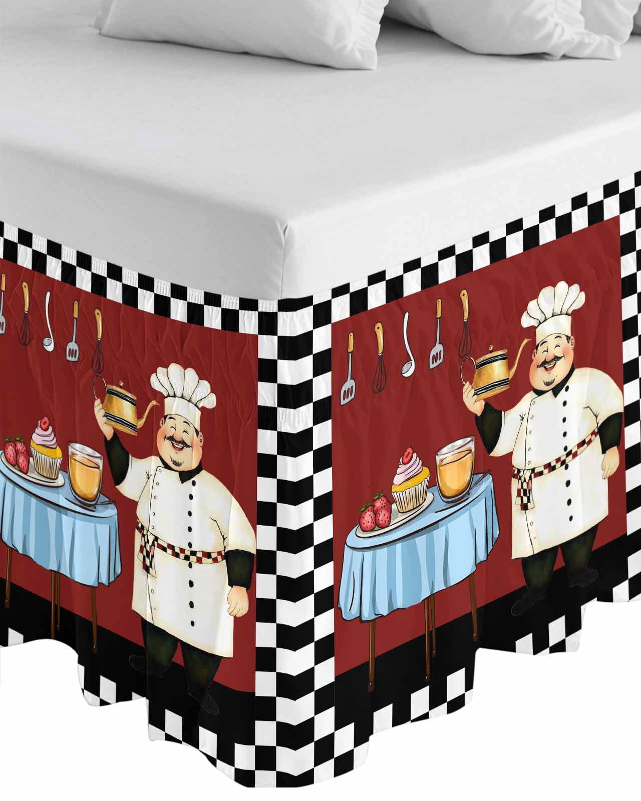 Chef Wrap Around Bed Skirts for Queen Bed 16" Drop,Bed Skirt with ...
