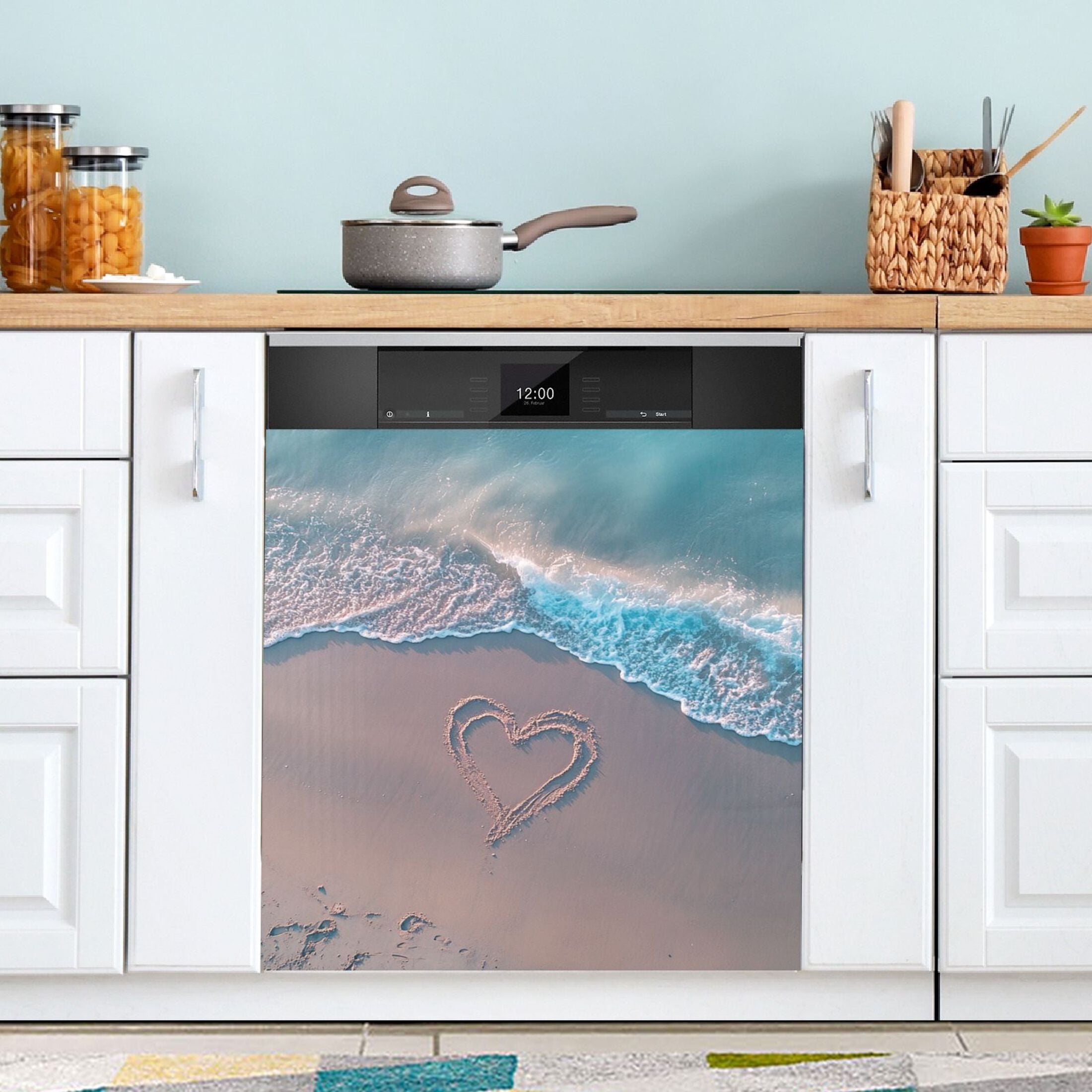 Heart Drawn Pattern on Beach Valentine Dishwasher Magnet Refrigerator ...