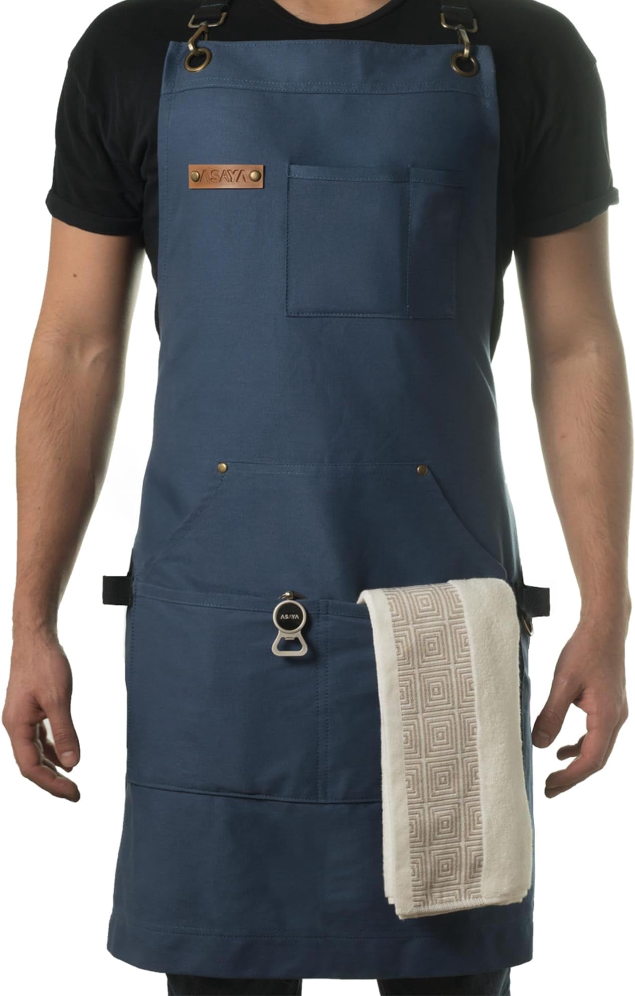 Chef and BBQ Apron with Bottle Opener and Hand Towel - 10oz Canvas ...