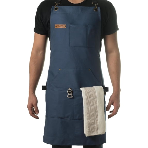 Chef and BBQ Apron with Bottle Opener and Hand Towel - 10oz Canvas ...