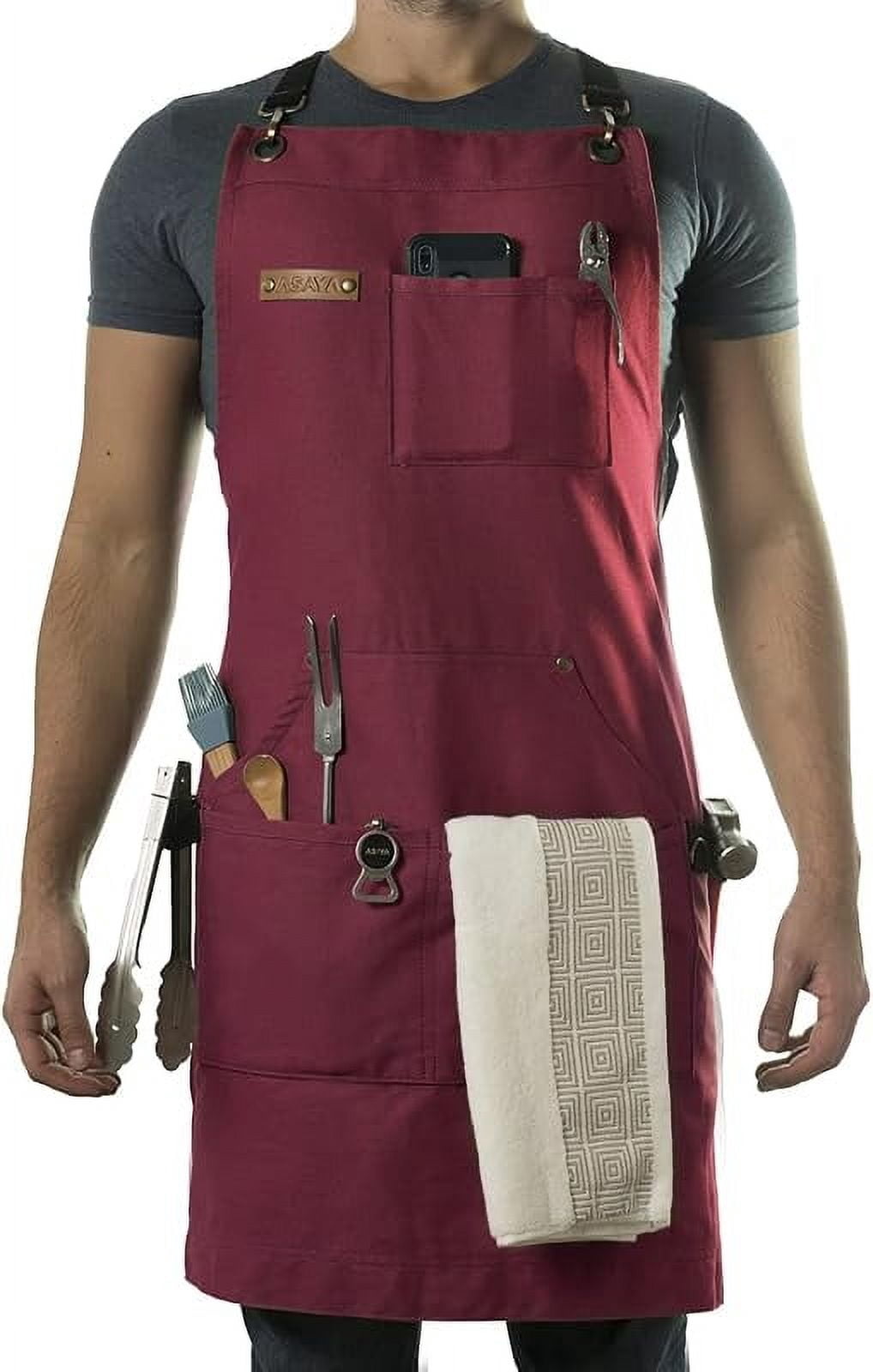 Chef and BBQ Apron with Bottle Opener and Hand Towel - 10oz Cotton ...