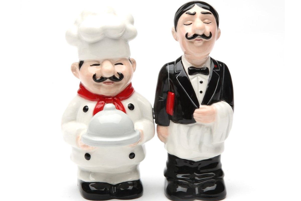 Pacific Trading Chef and Waiter Ceramic Salt and Pepper Shaker Set 3.4 ...
