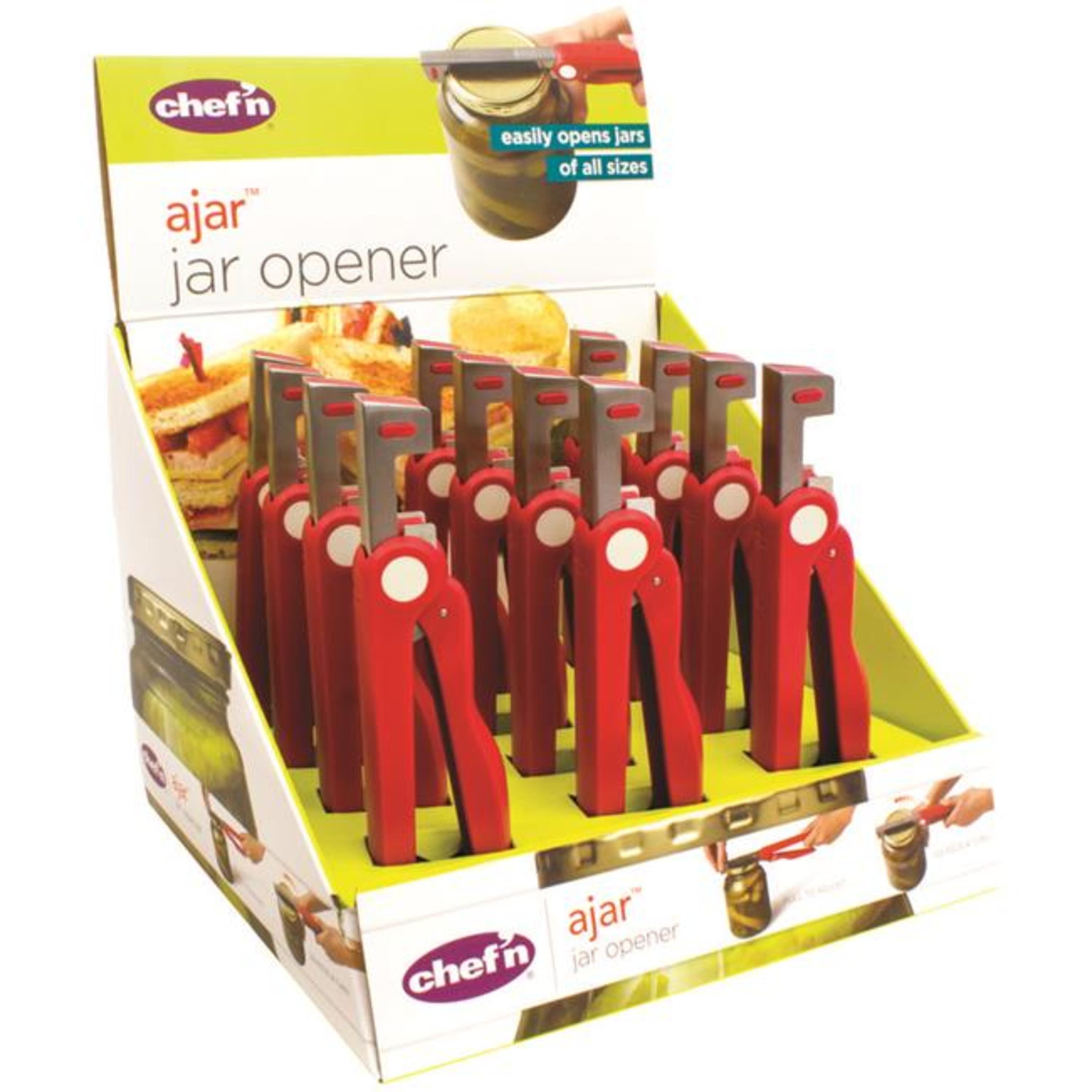 Chef'n Ajar Jar Opener with Stainless Steel Head and Red Handle ...