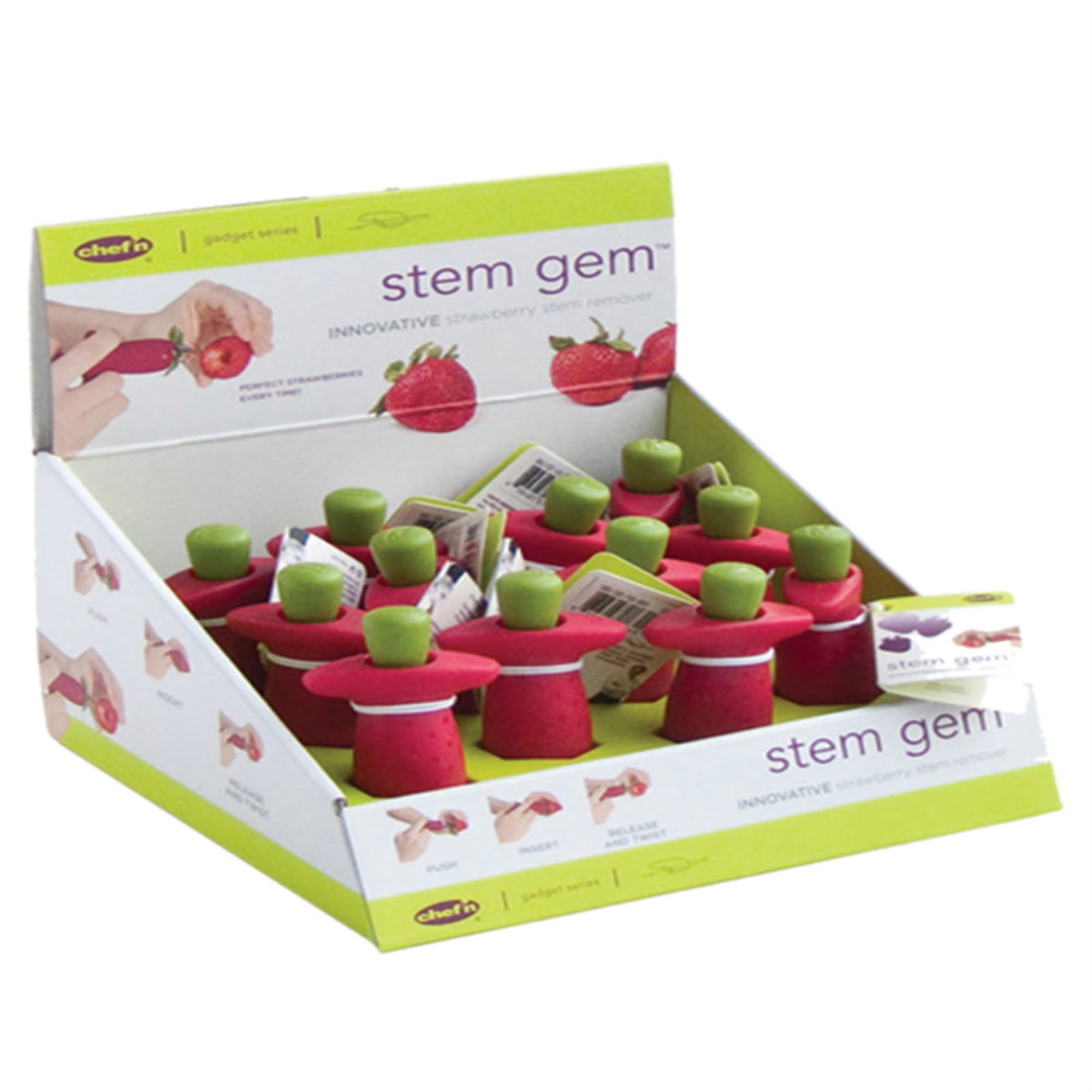 Chef'n Stem Gem Red/Green Stainless Steel Strawberry Stem Remover - Walmart.com