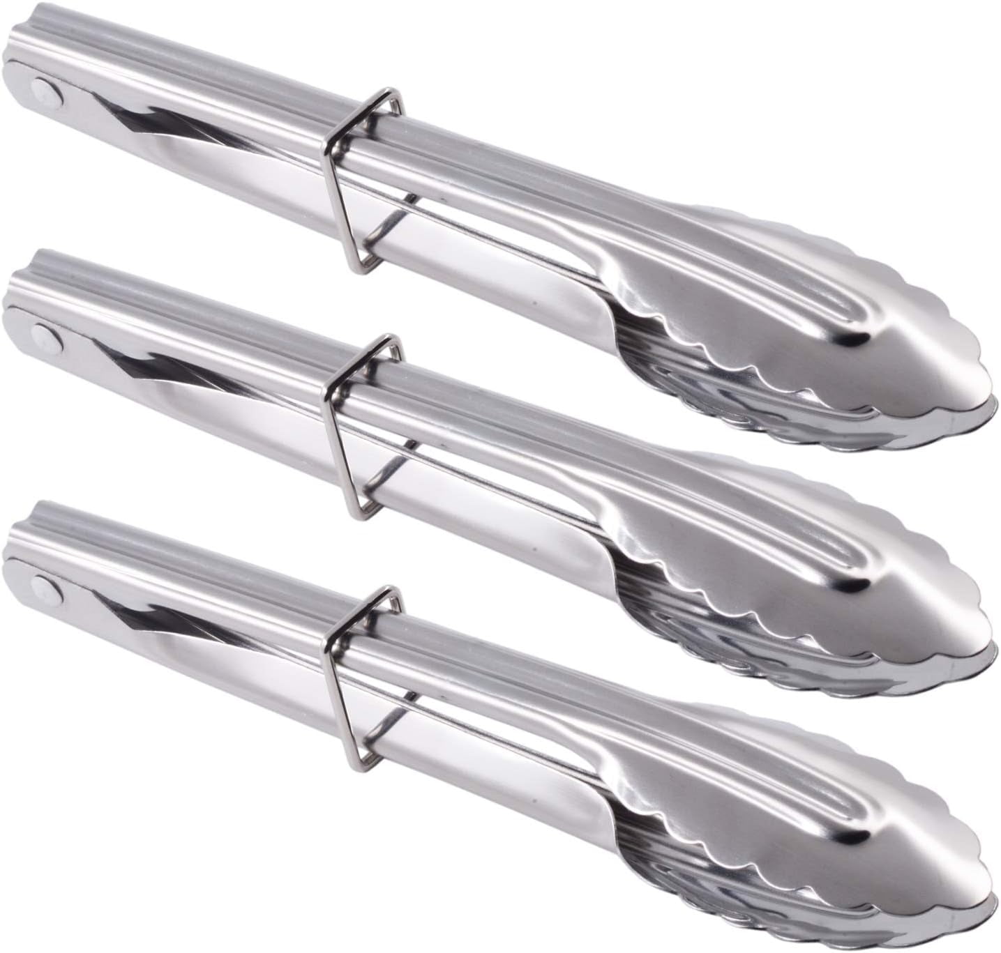 Chef's Best Friend, 9-Inch Stainless Steel Serving Tongs With Clam ...