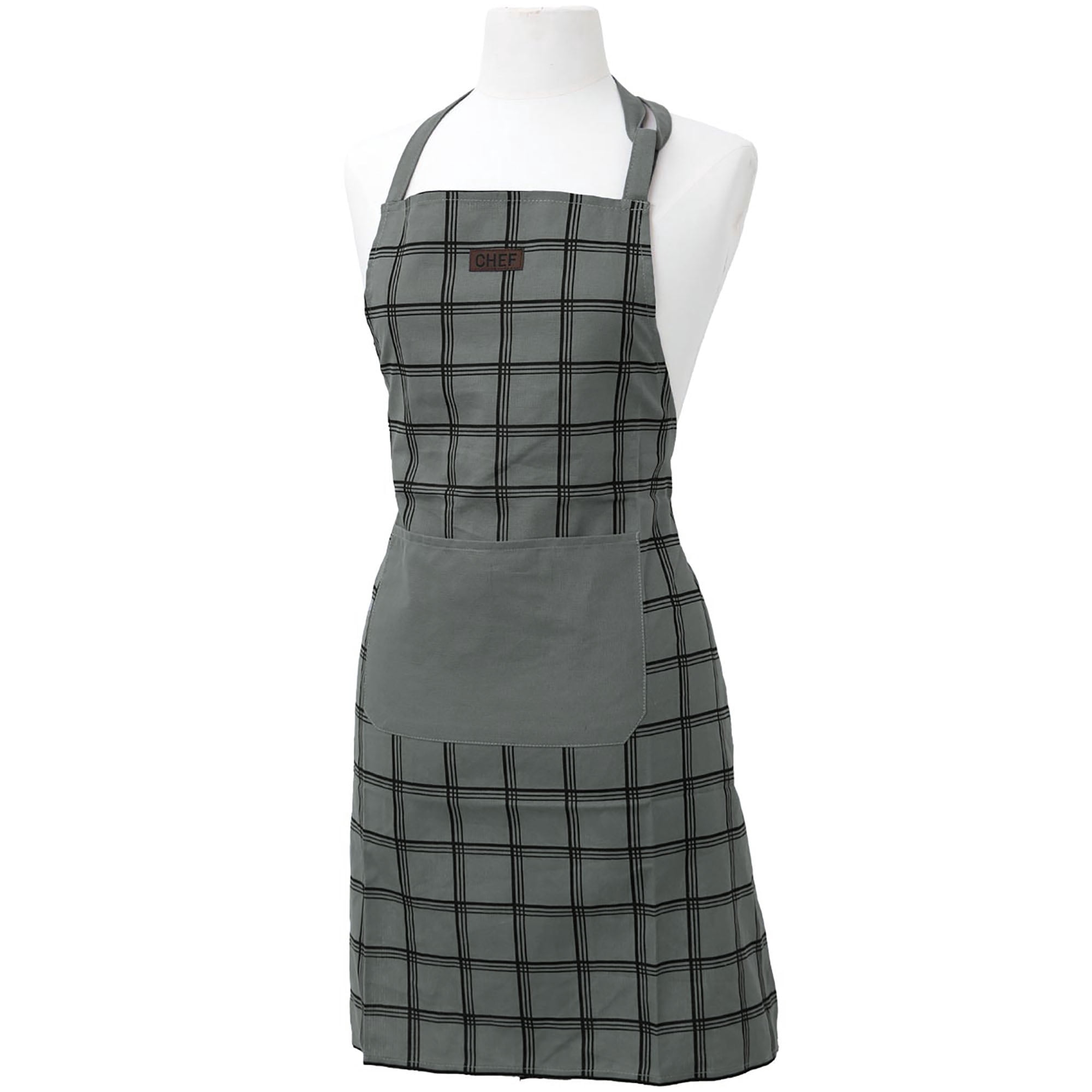 Chef's Choice Cotton Cooking Apron - 32x26 Inch - Classic Plaid Design ...