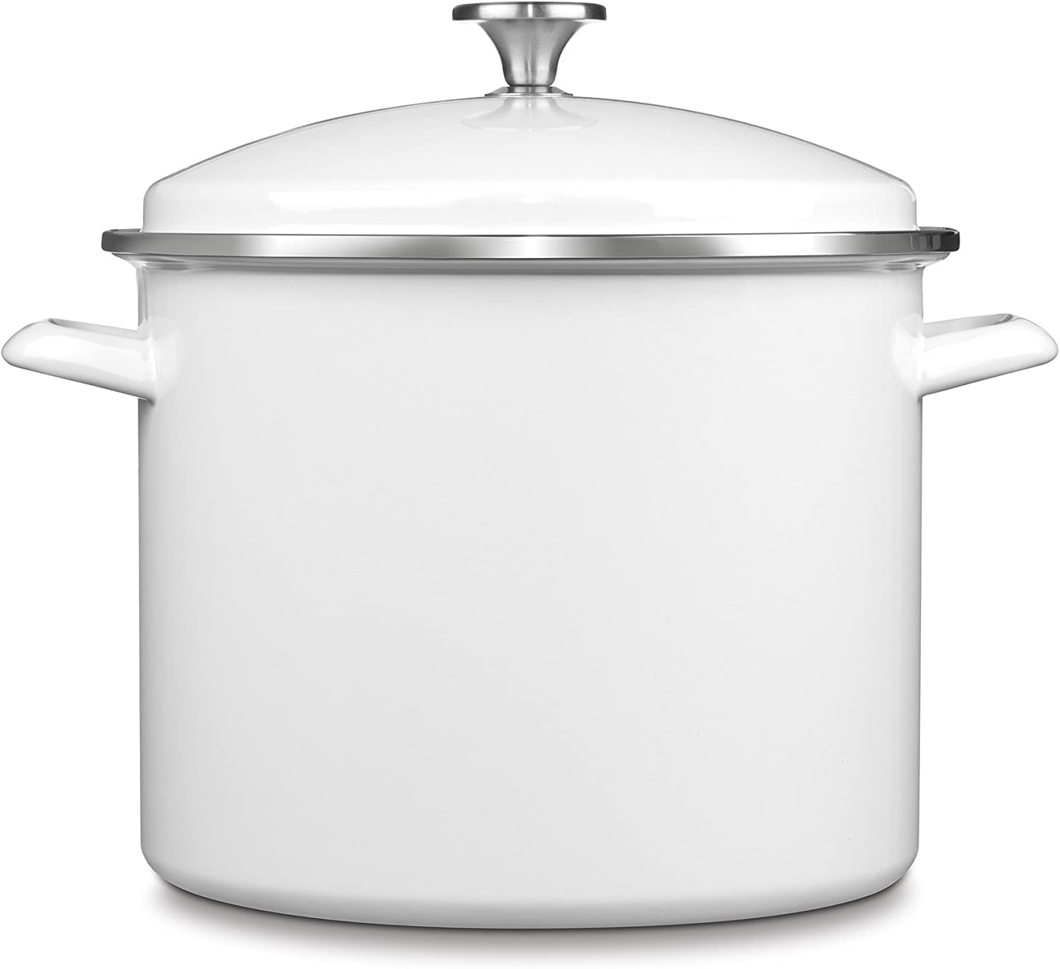 Chef's Classic Enamel on Steel Stockpot with Cover, 12-Quart, White ...