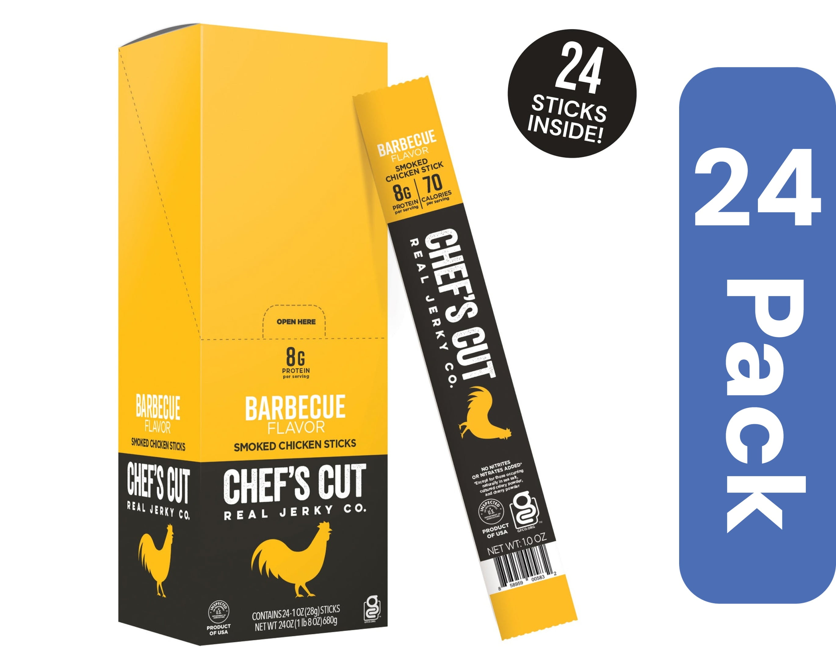 Chef's Cut BBQ Chicken Snack Stick 1 oz Pack Of 24 - Walmart.com