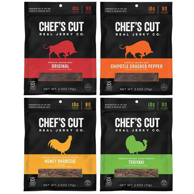 Chef's Cut Jerky Variety Pack - Beef Jerky, Chicken Jerky & Turkey ...