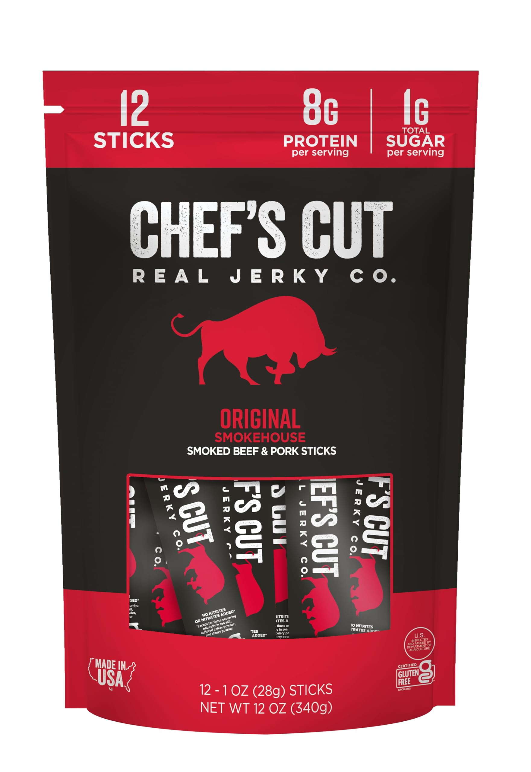 Chef’s Cut Real Snack Sticks | High Protein Meat Snack, 8g Protein & 90 ...