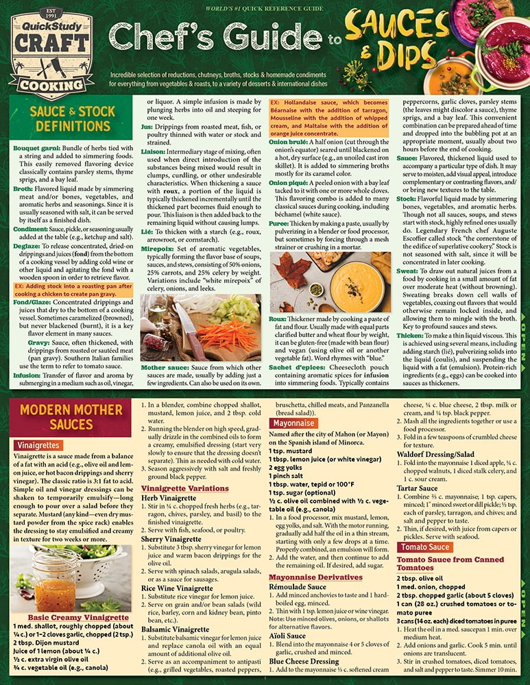 Chef's Guide to Sauces & Dips : a QuickStudy Laminated Reference ...