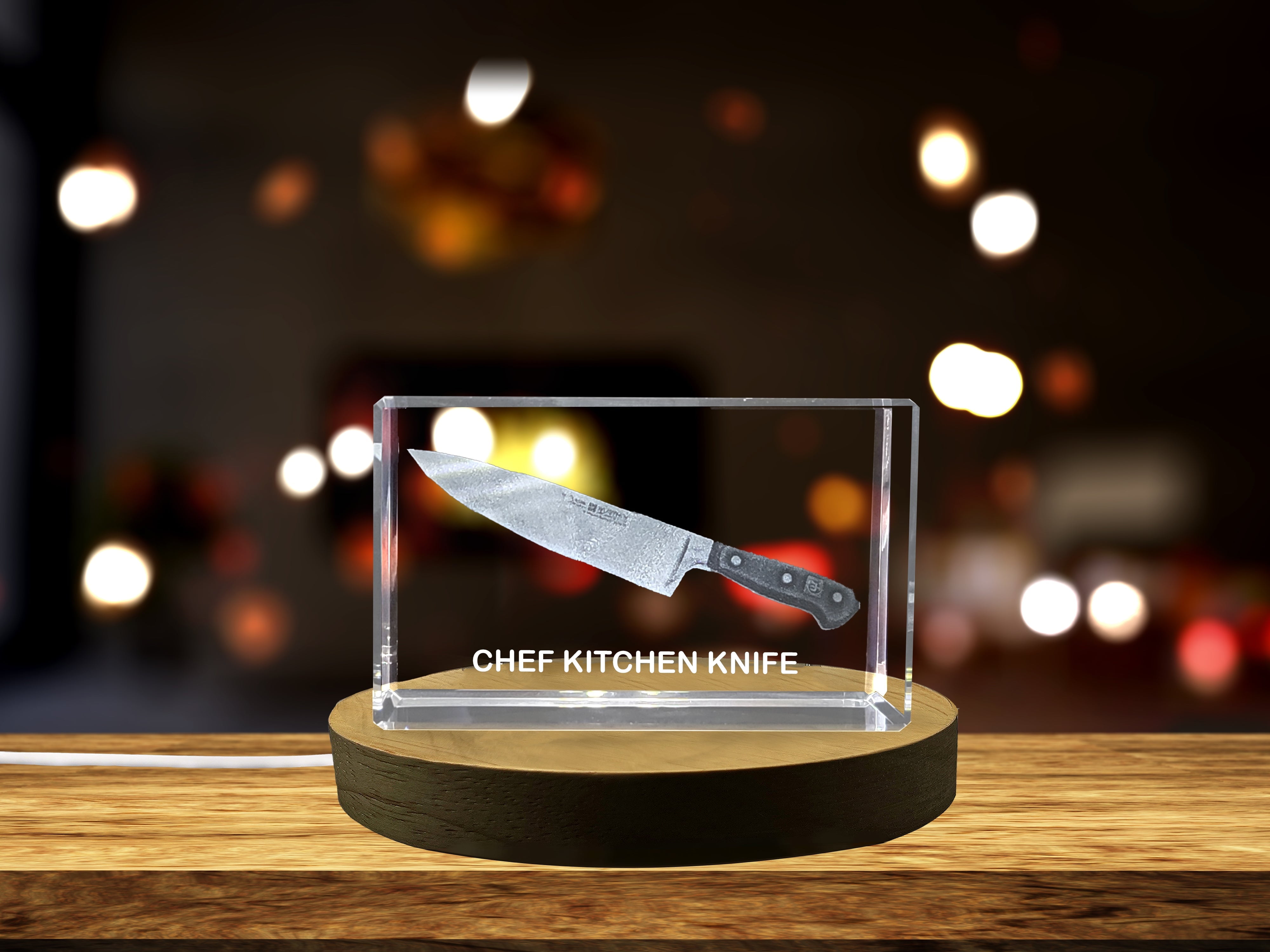 Chef's Kitchen Knife Immortalized in 3D Engraved Crystal A&B Crystal ...