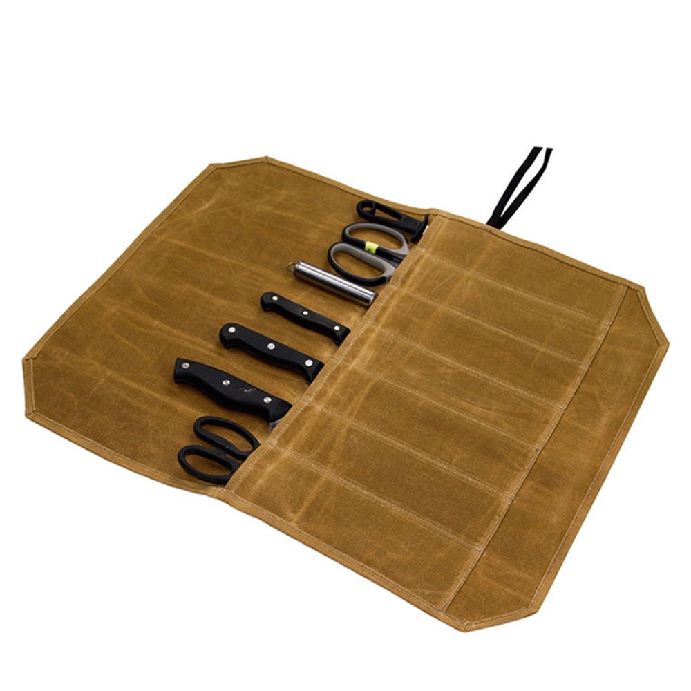 Chef’s Knife Roll Bag,Waxed Canvas Knife Cultery Carrier, Portable Chef ...