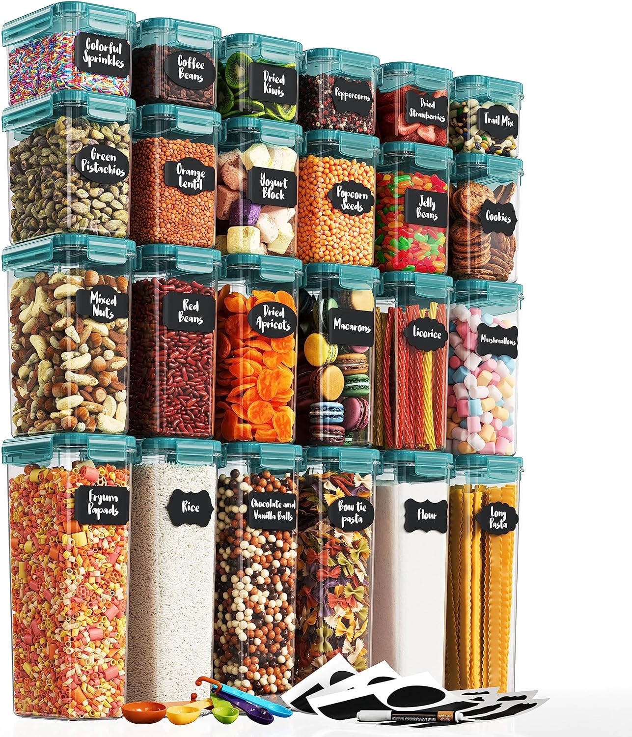 Chef's Path Airtight Food Storage Containers with Lids (24 Pack - Teal ...