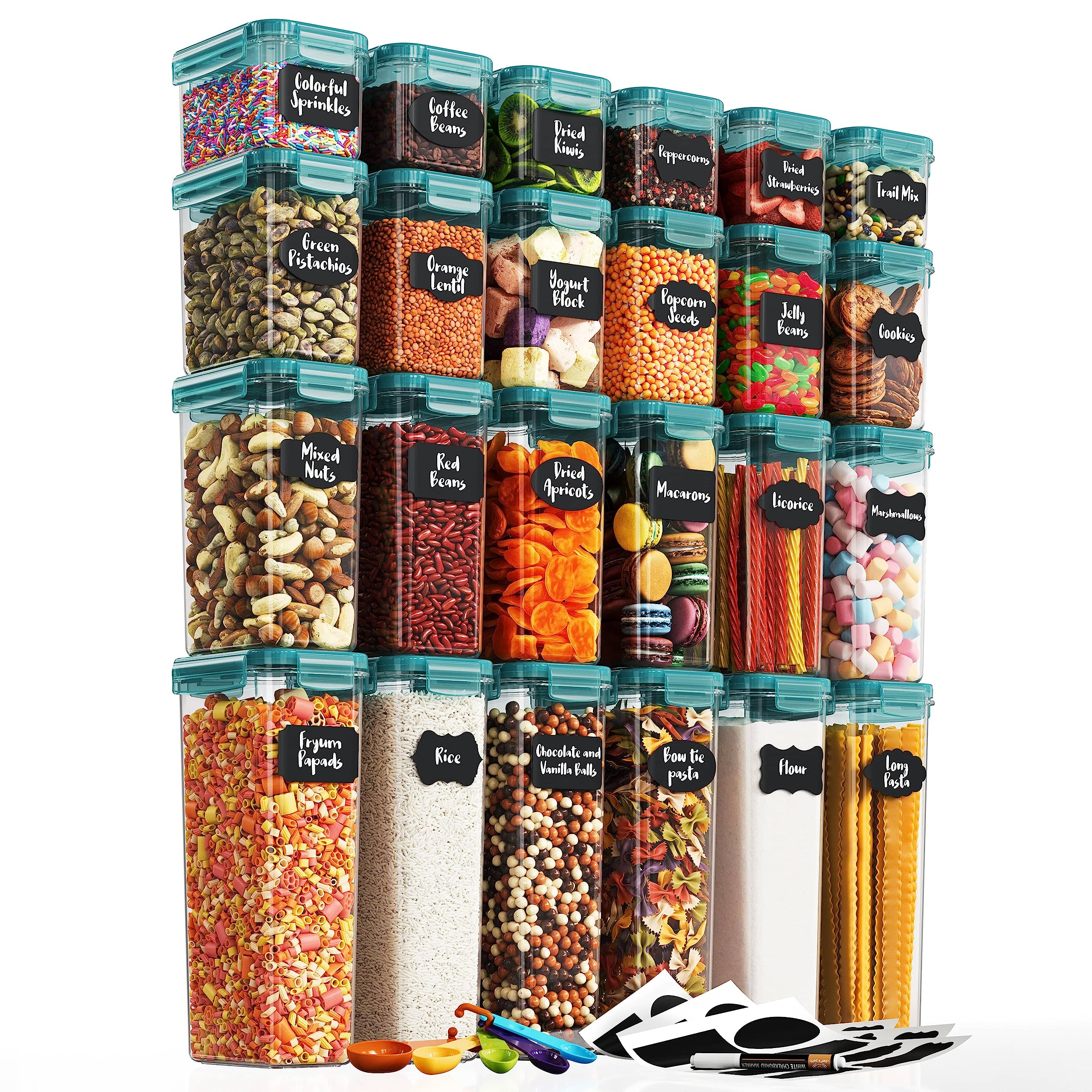 Chef's Path Airtight Food Storage Containers with Lids, 24 pcs (Teal ...