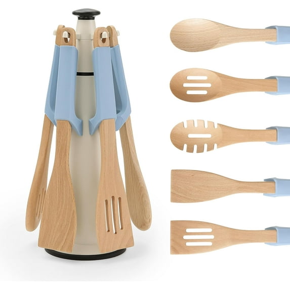 Chef’s Path Wooden Cooking Utensils Set – 5-Piece Beech Wood Kitchen ...