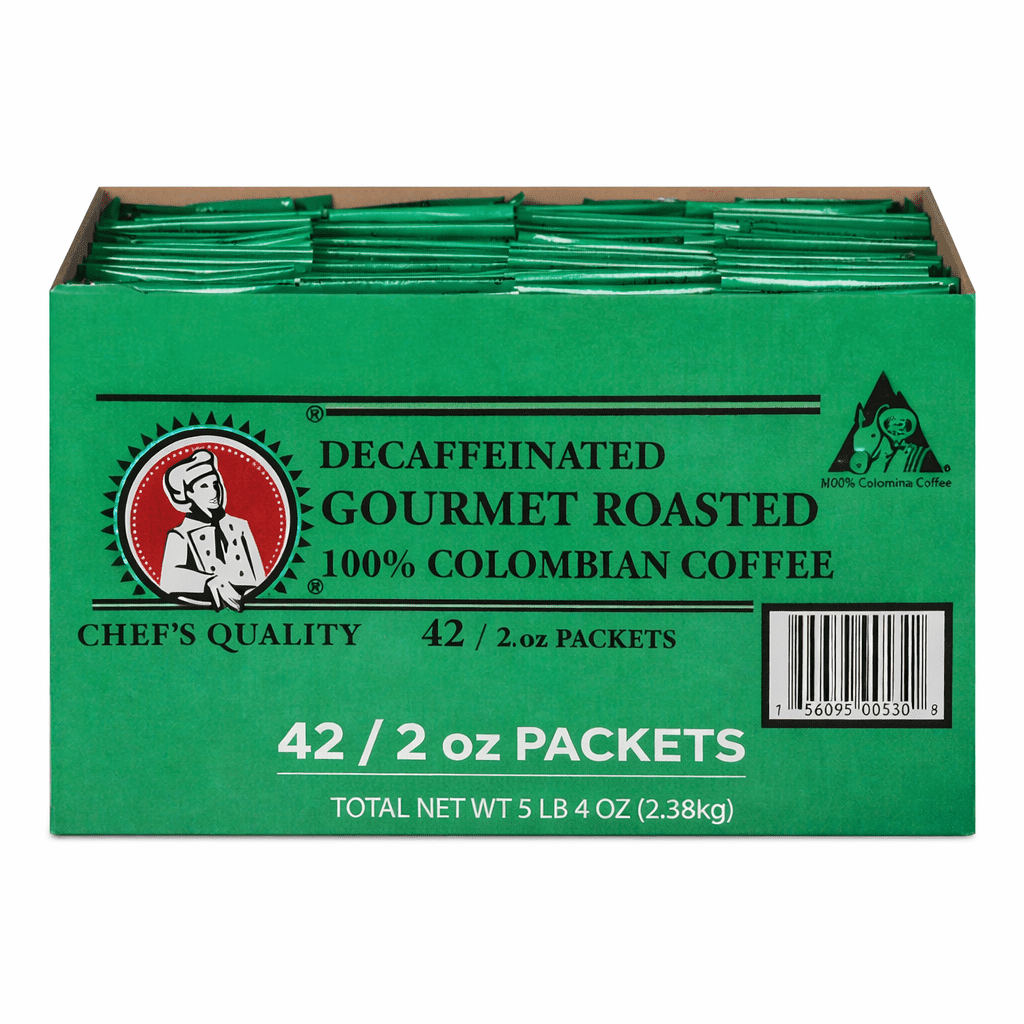 Chef's Quality 100% Colombian Decaffeinated Ground Coffee Packets, 2 oz ...