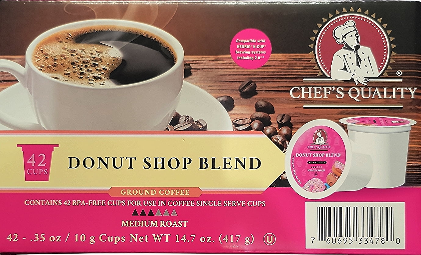 Chef's Quality Donut Shop Blend Medium Roast Ground Coffee 42ct Single ...
