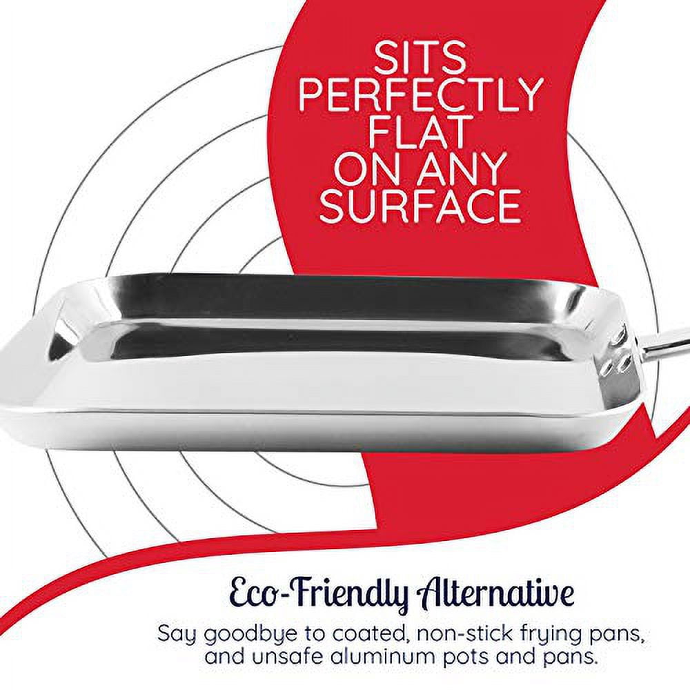 Chef's Secret T304 Stainless-Steel 11-Inch Square Griddle, Ideal for ...
