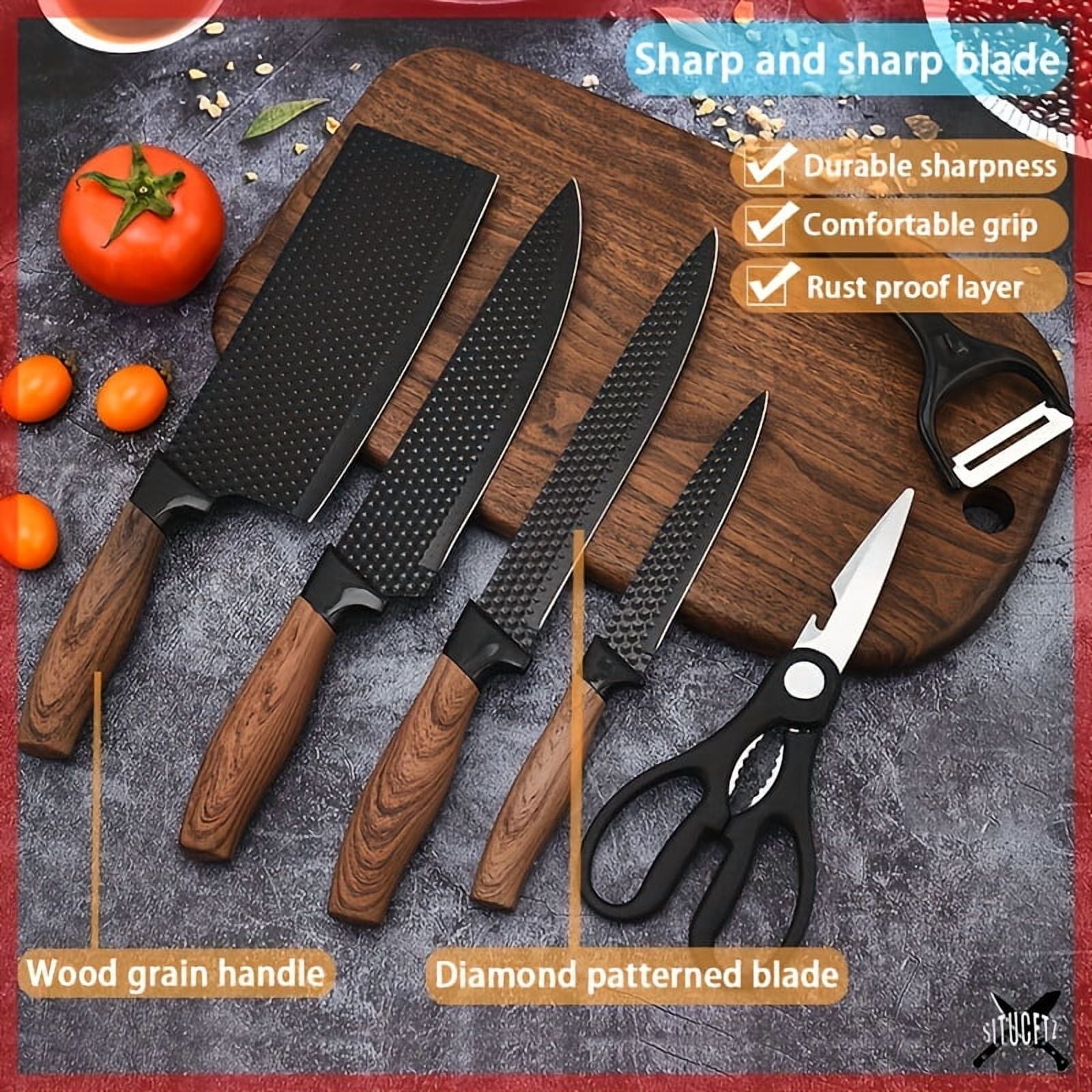Chef's Special 6pcs Kitchen Knife Set - Vegetable Cutting Knife, Bone Chopping Knife, Fruit ...