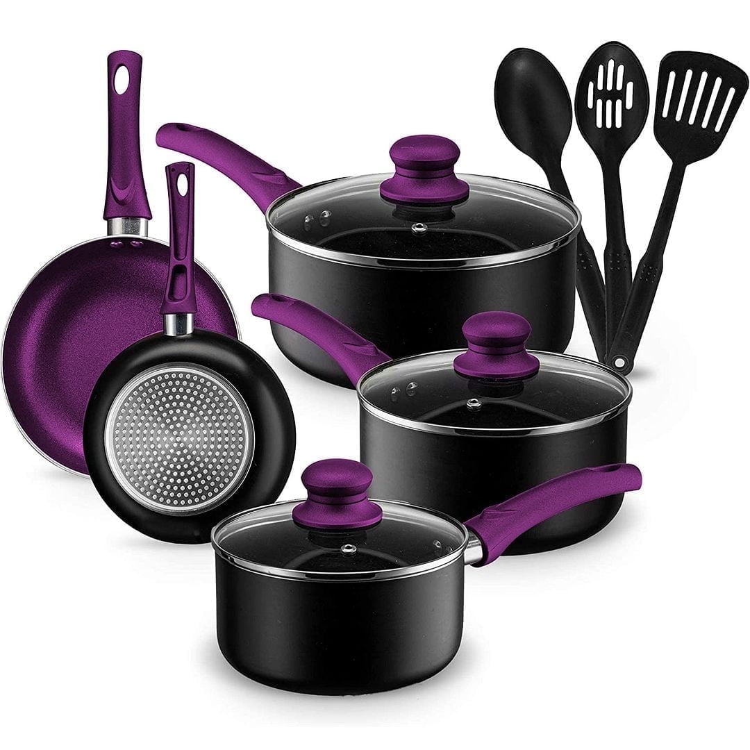 Chef's Star Aluminum Nonstick Cookware Pots and Pans Set, 11 piece ...